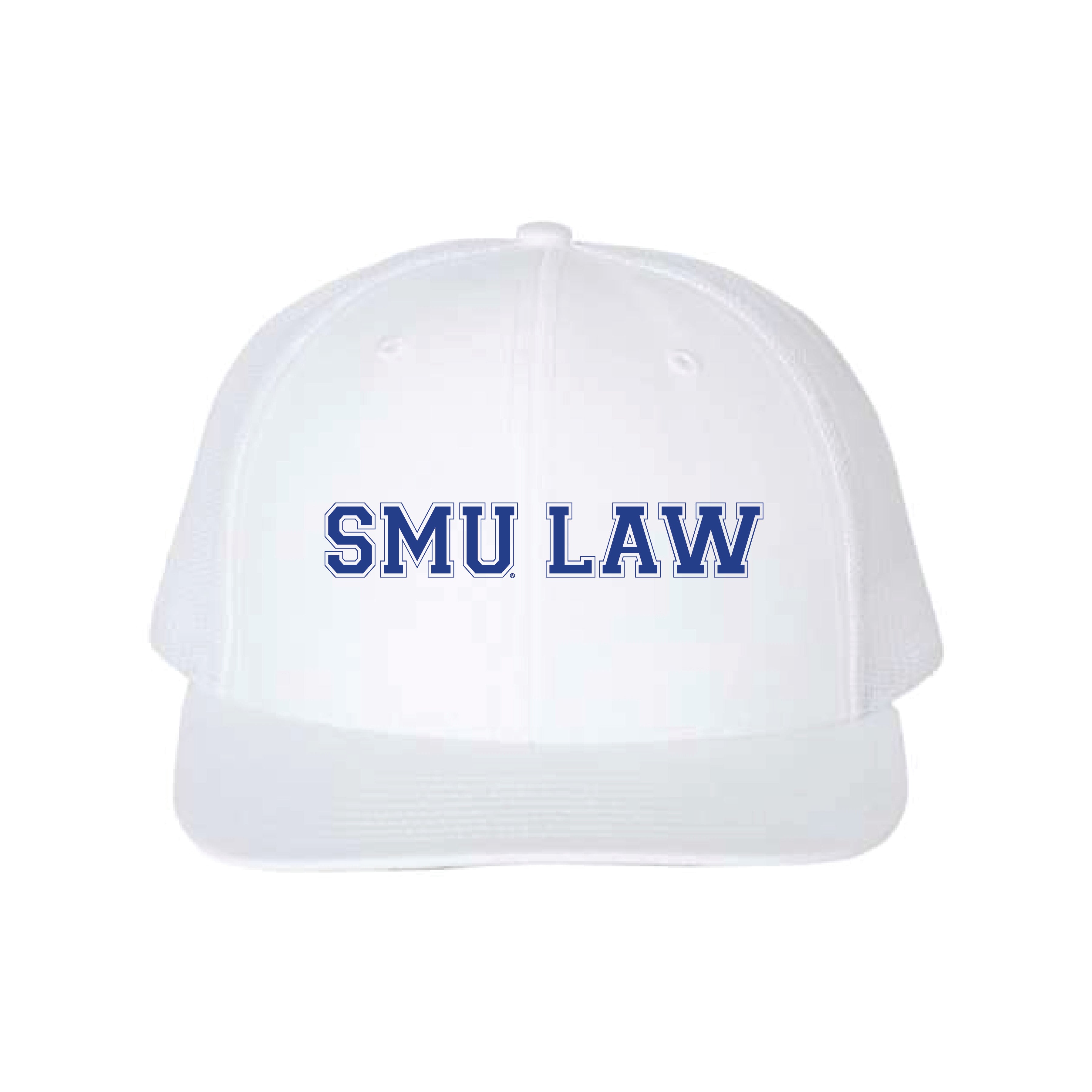 The Smu Law Collegiate Block 3d Puff White Richardson Trucker Cap