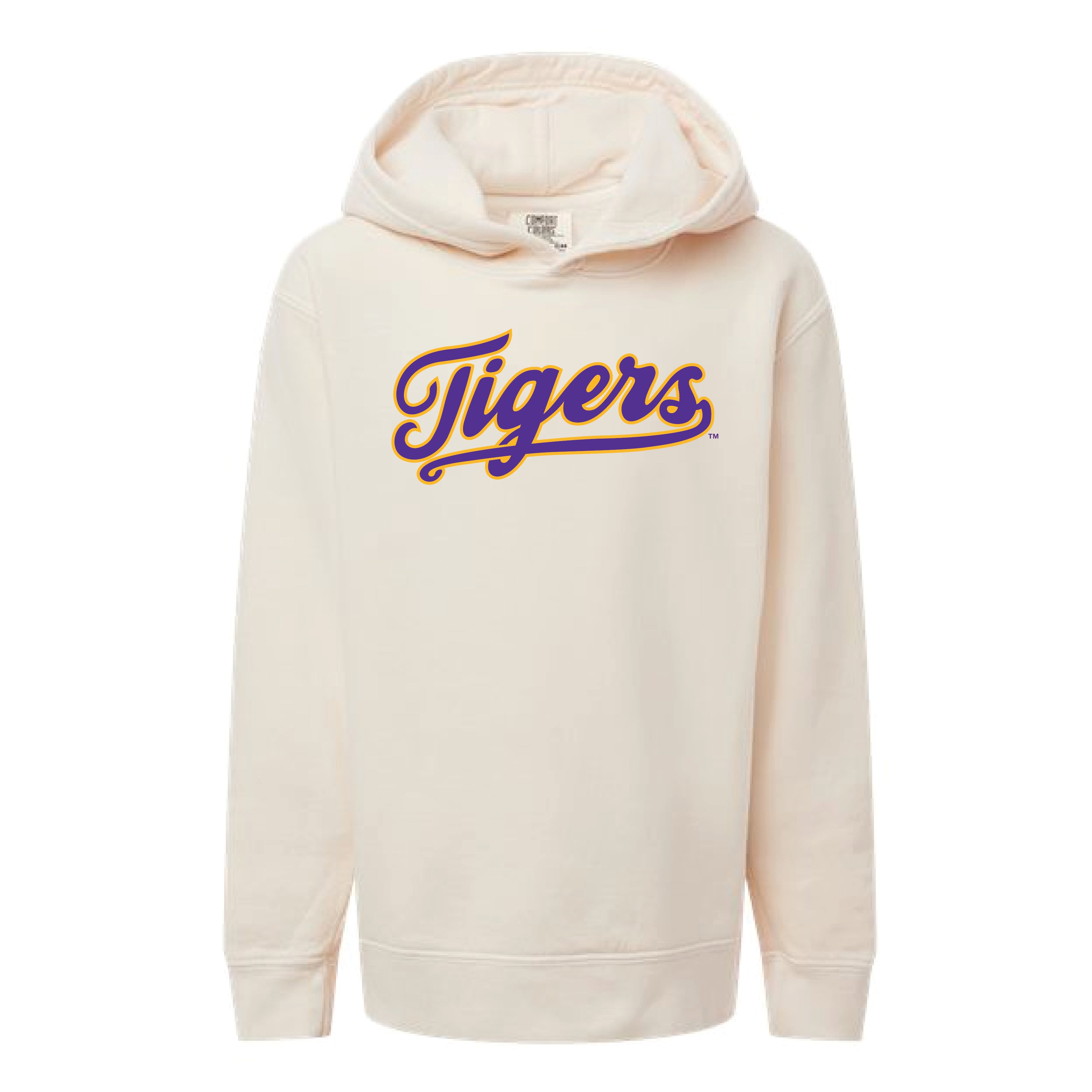The Tigers Script Logo | Youth Ivory Hoodie – Scarlet & Gold