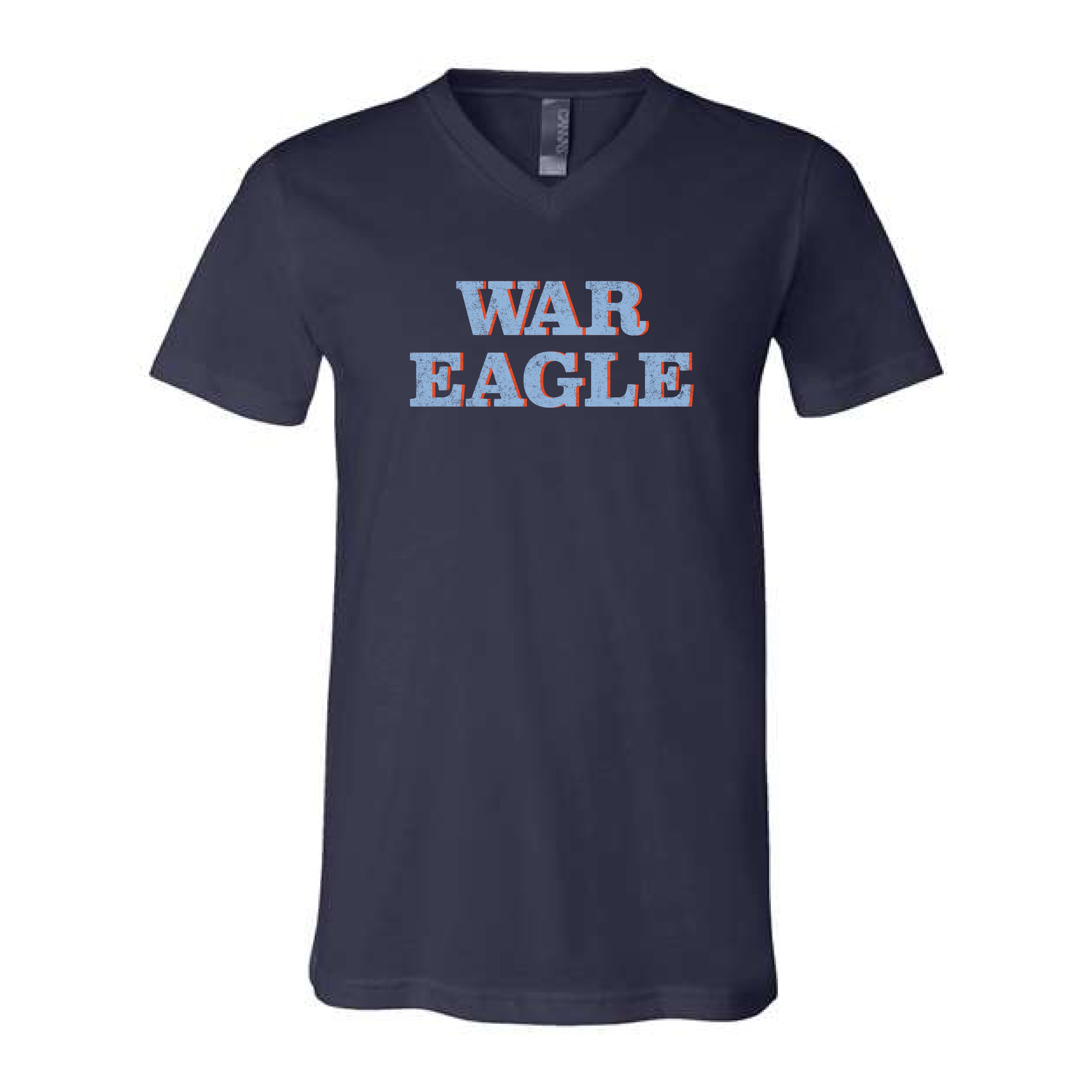 The War Eagle Wall | Navy V-Neck Tee – Scarlet & Gold