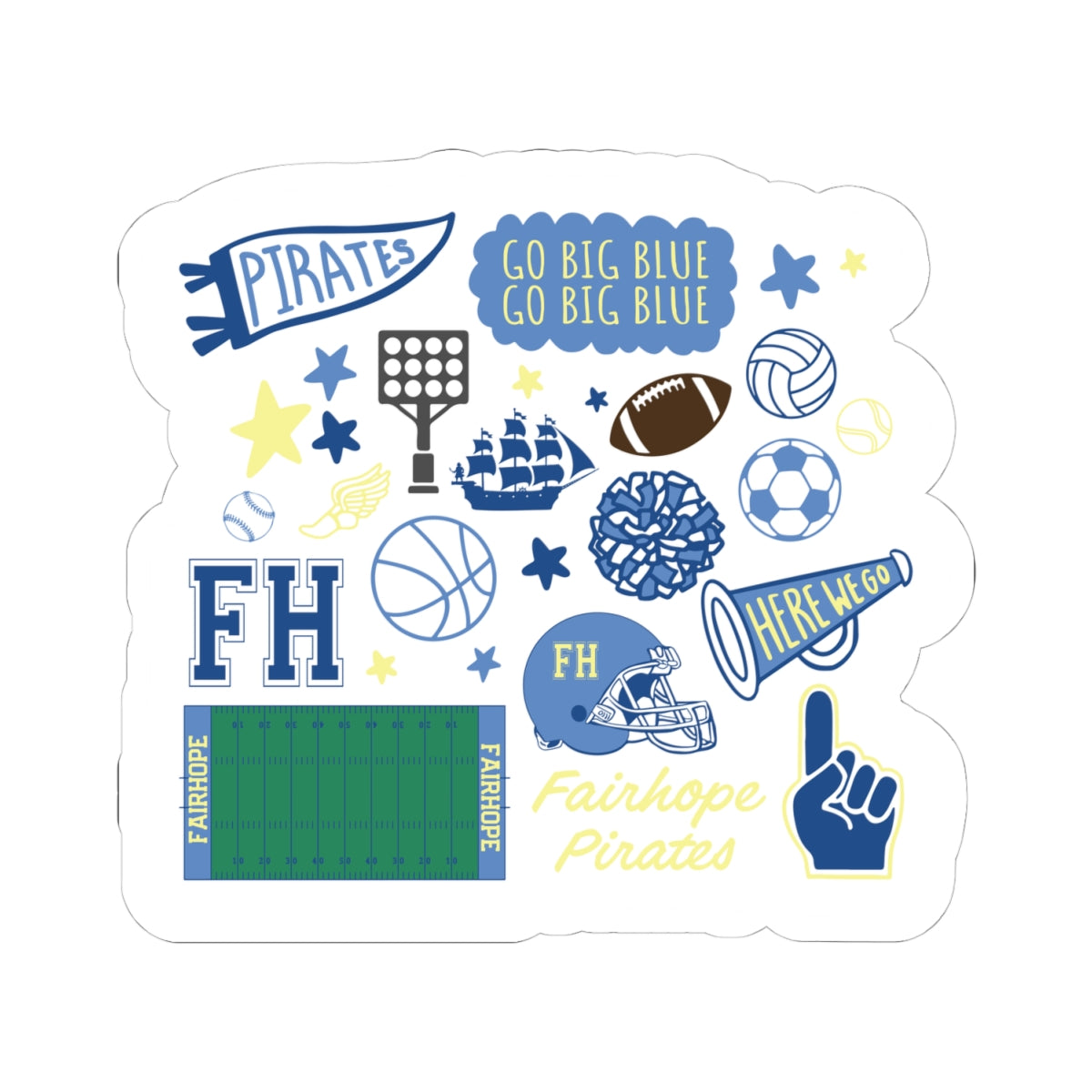 The All Things Fairhope | Sticker – Scarlet & Gold