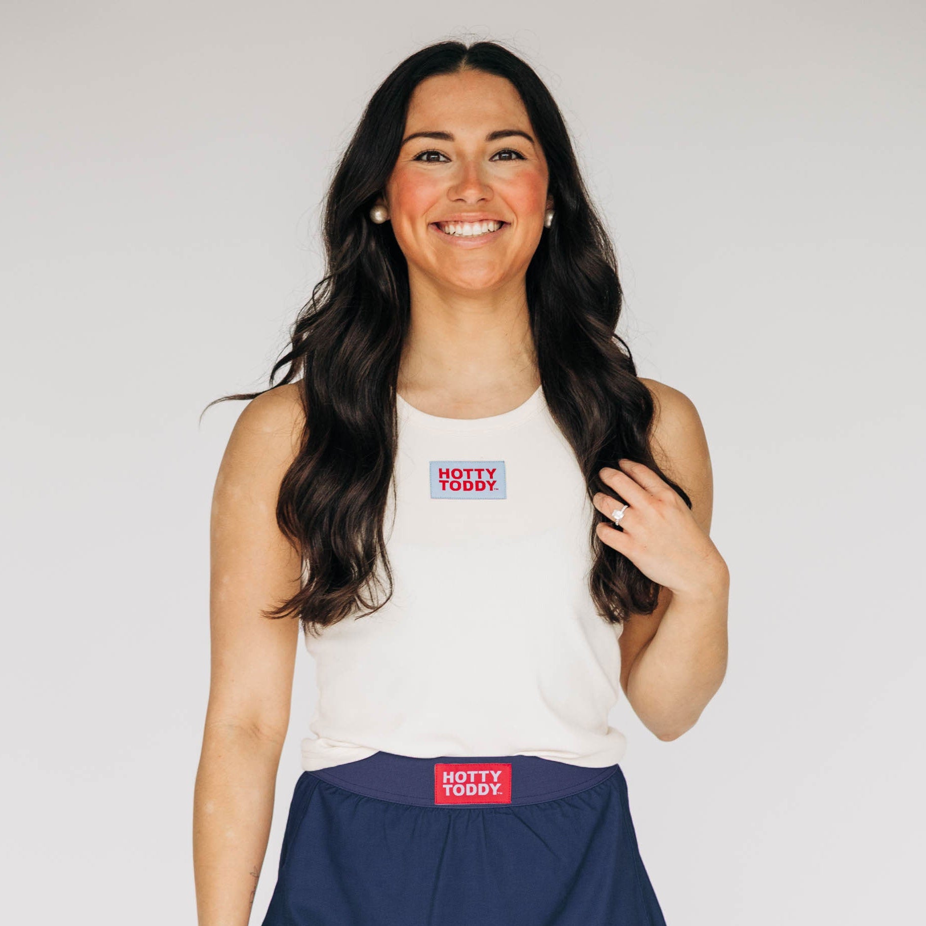 The Alli Ribbed Tank Hotty Toddy Woven Label | Bone – Scarlet & Gold