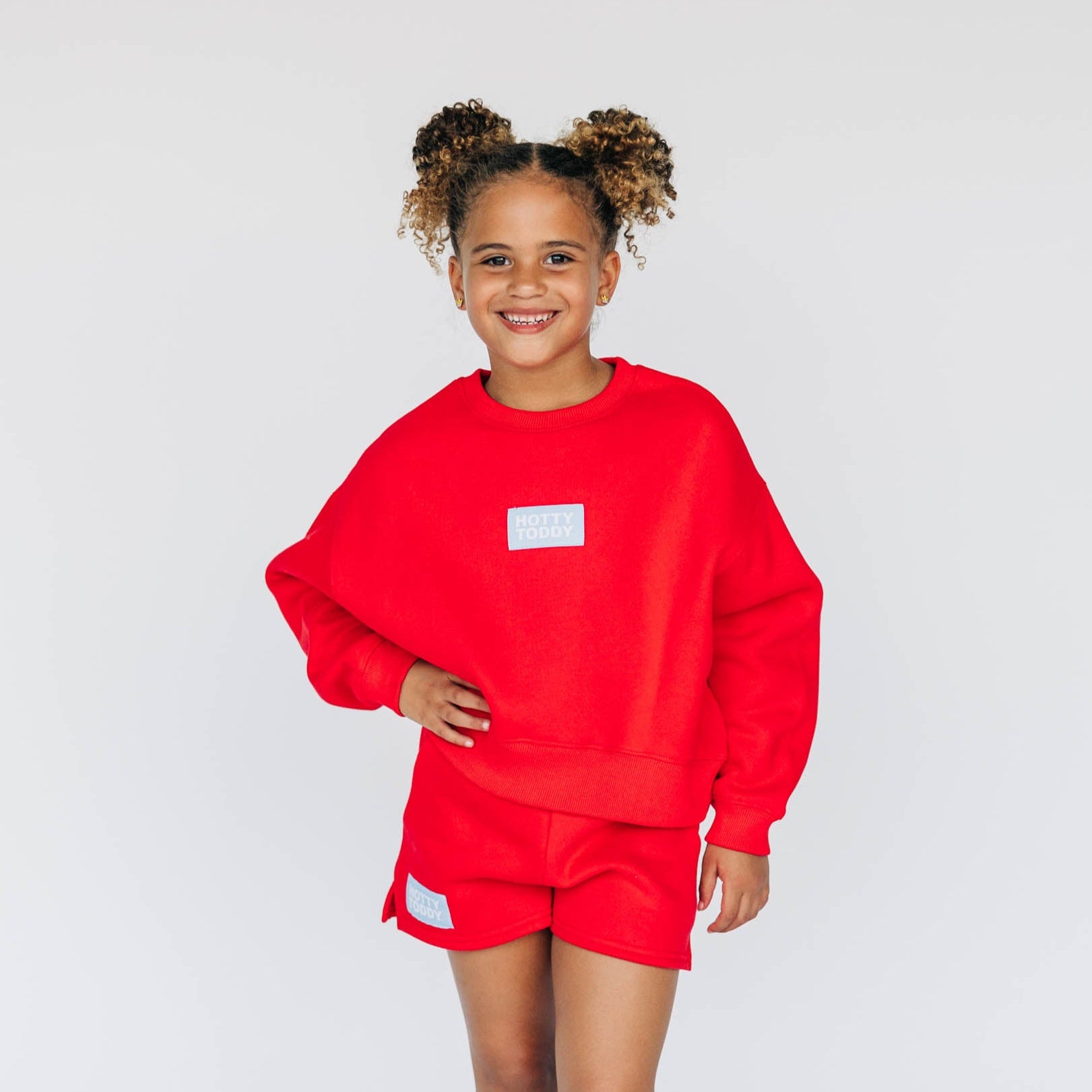 The Becca Boxy Crewneck Hotty Toddy Woven Label | Youth Bright Red ...