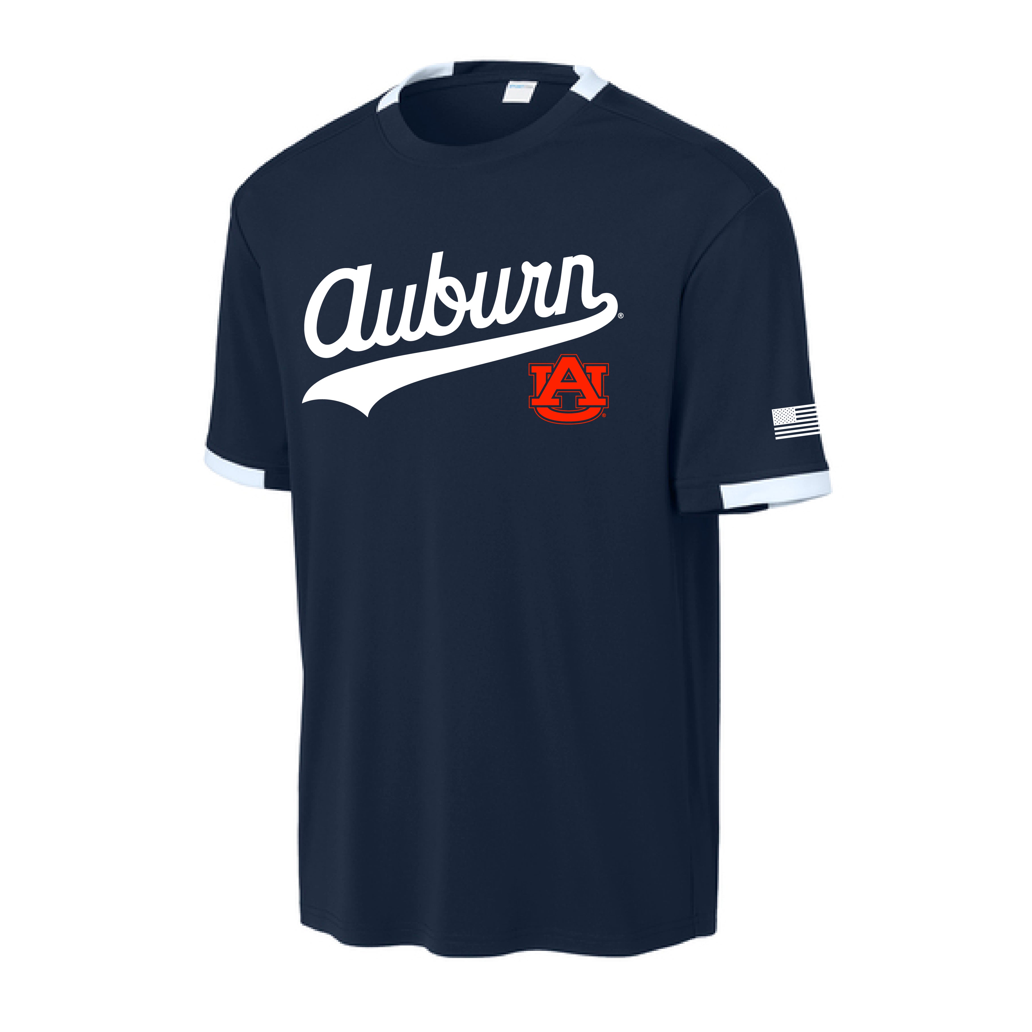 The Auburn Script Logo | Youth True Navy/ White Tee – Scarlet & Gold