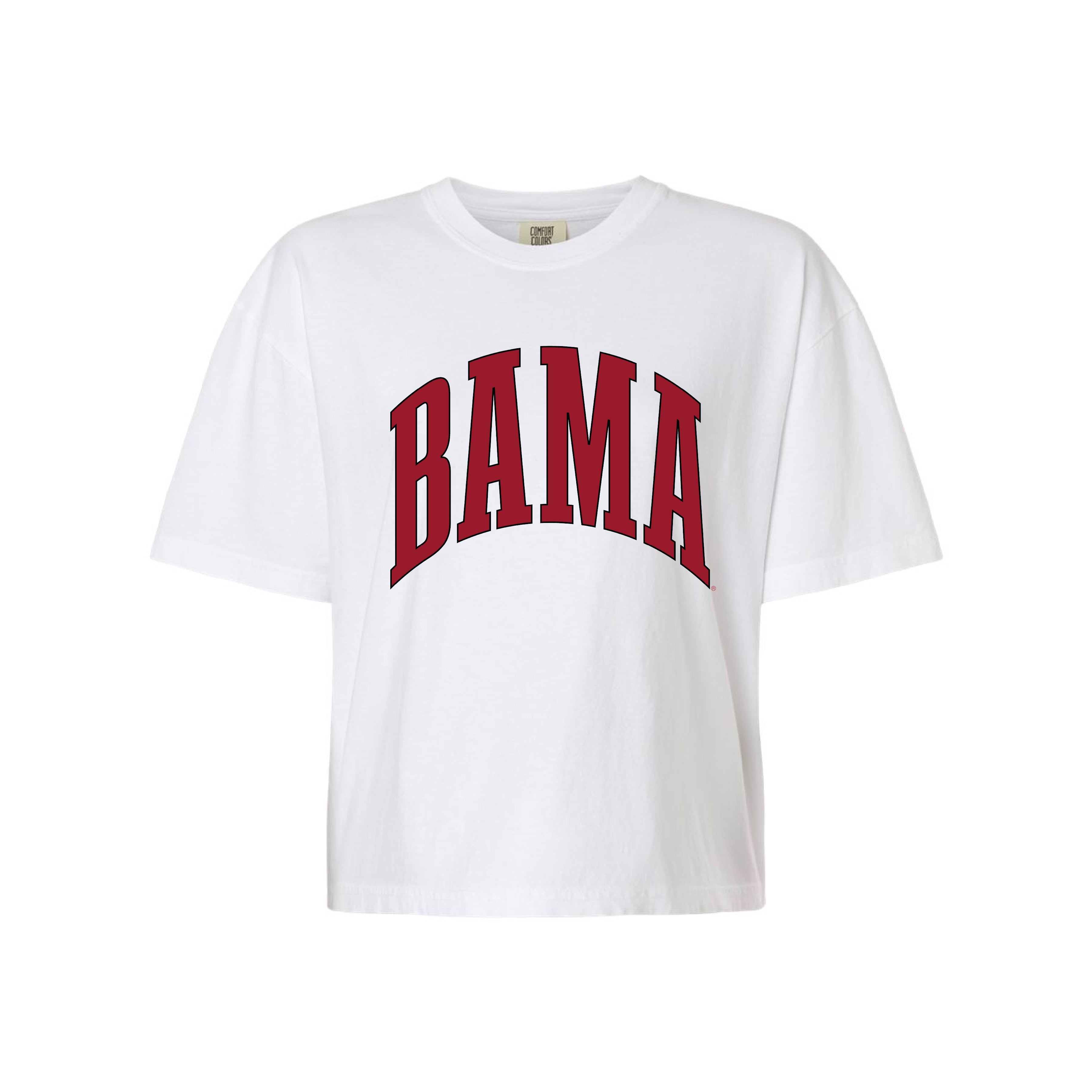The Big Bama Arch | White Boxy Tee – Scarlet & Gold