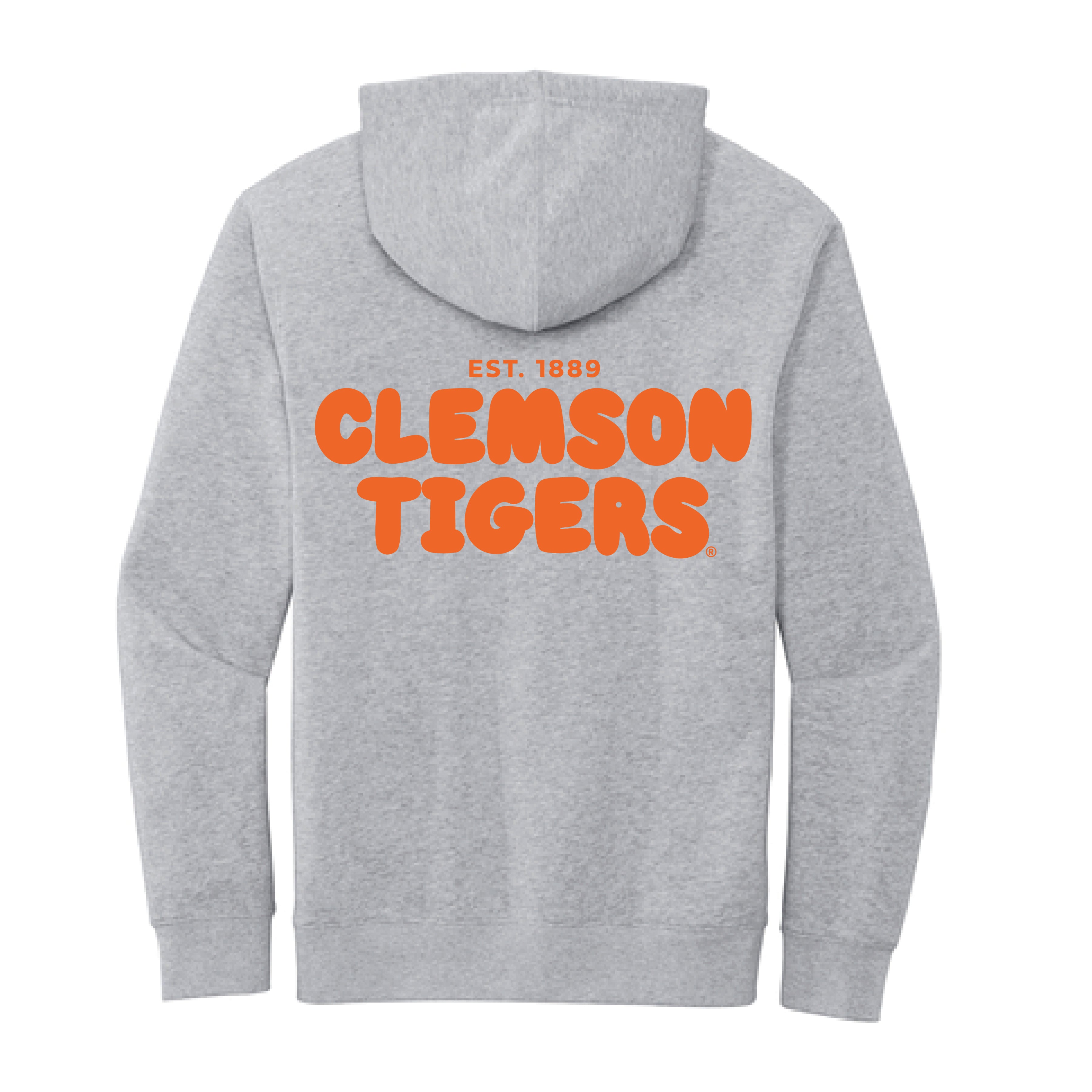 The Clemson Tigers Puff | Light Heather Grey Fleece Hoodie – Scarlet & Gold