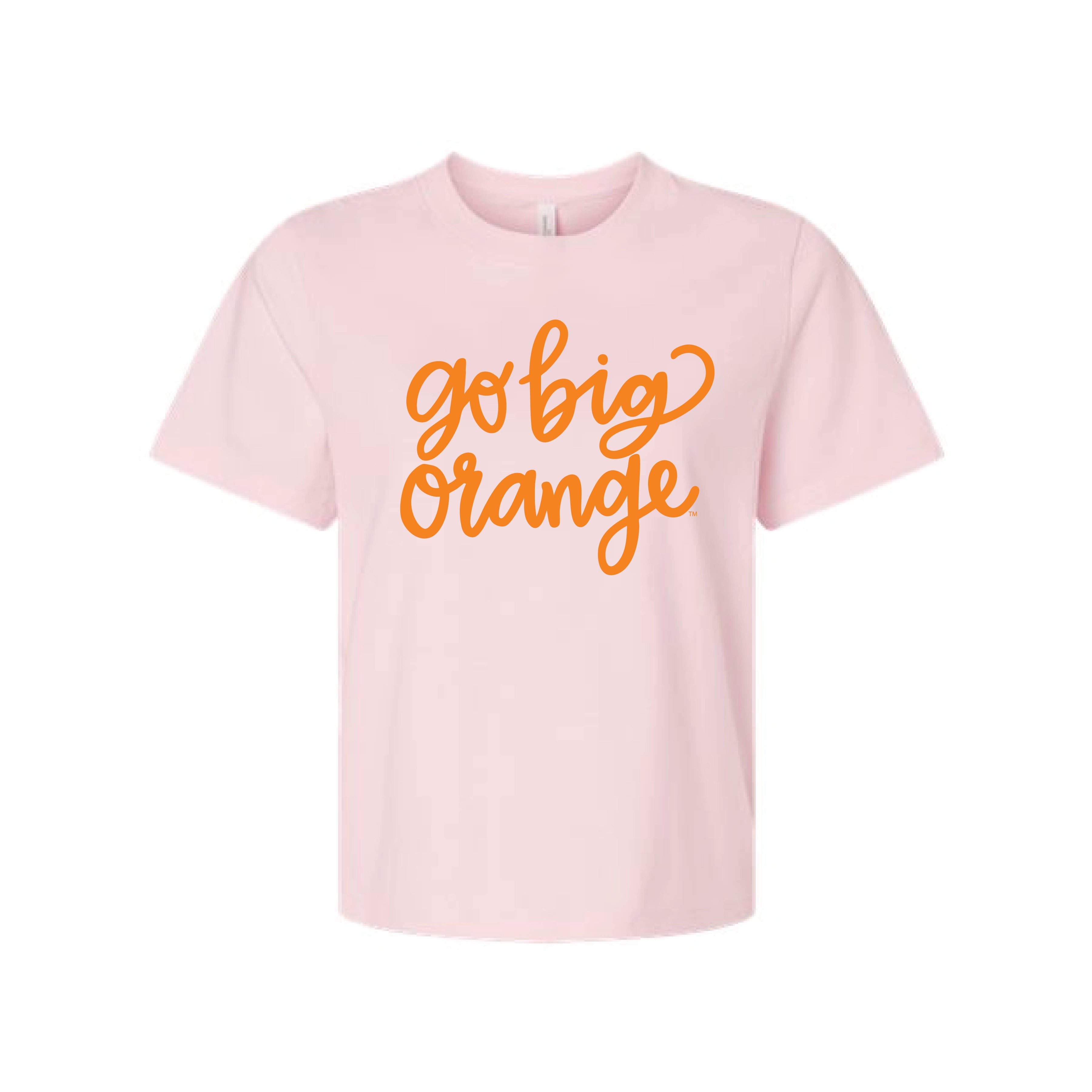 The Go Big Orange Cursive | Soft Pink Tee – Scarlet & Gold