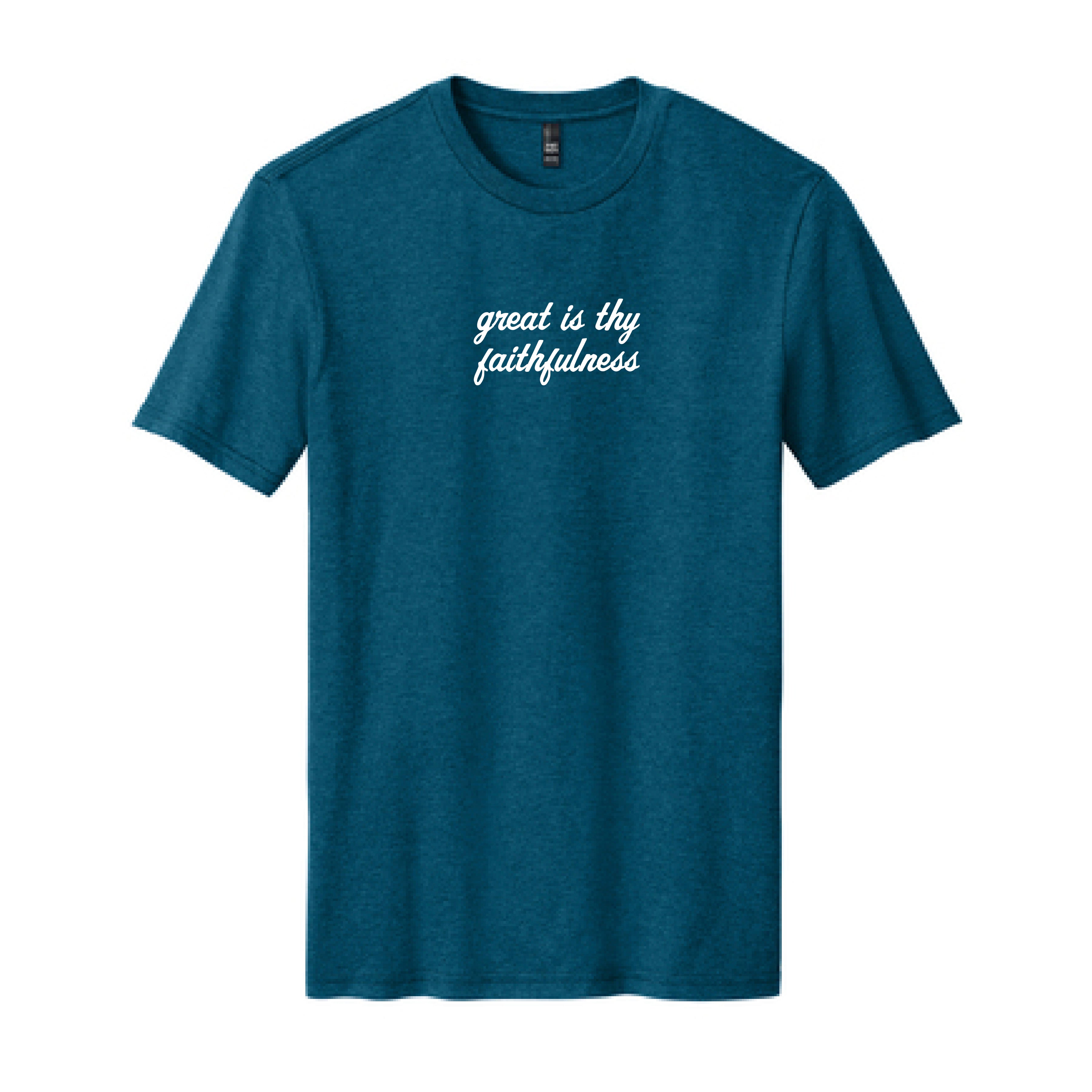 The Great Is Thy Faithfulness | Adult Deep Turquoise Fleck Tee ...