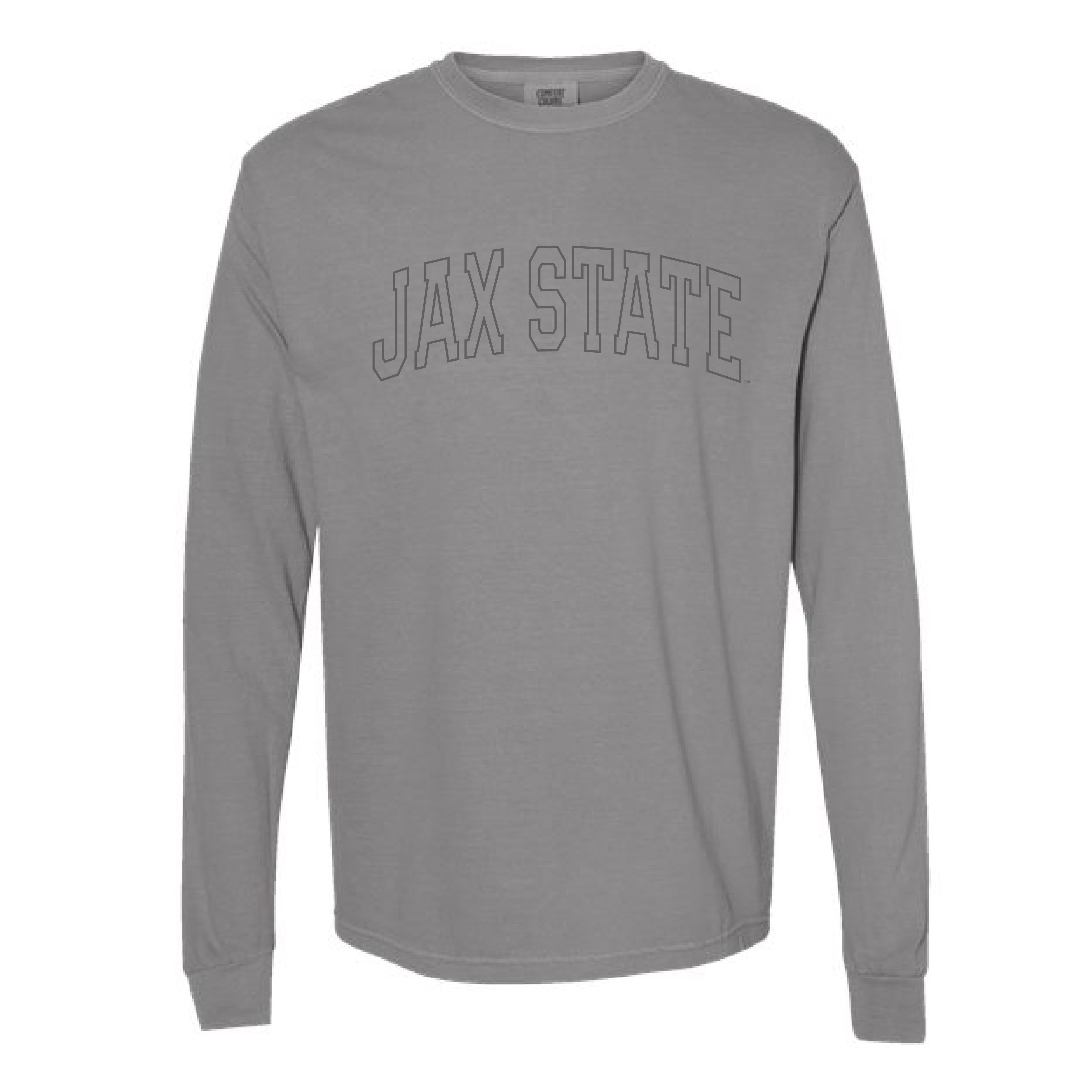 The Jax State Arch Outline | Grey Long Sleeve – Scarlet & Gold