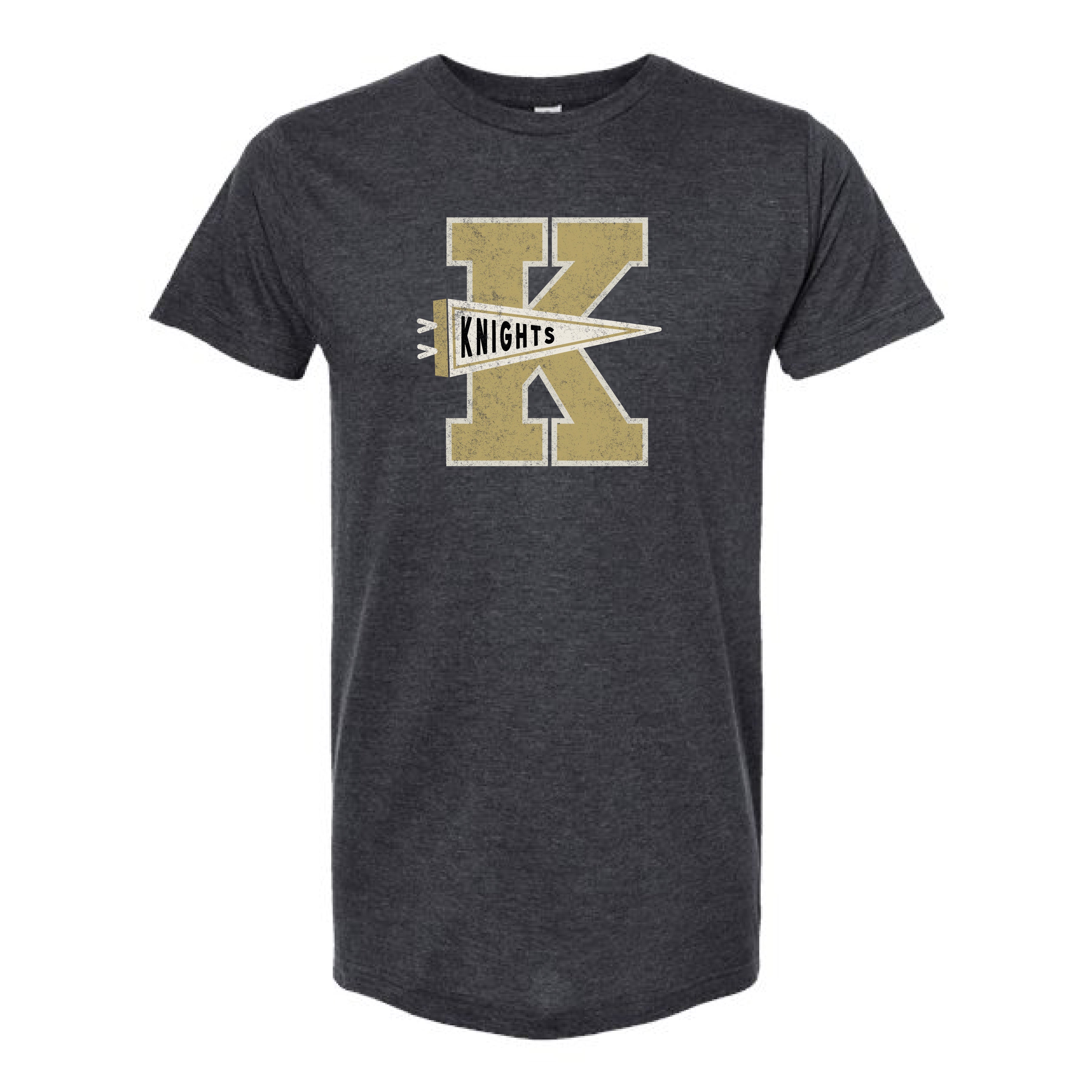 The Knights Pennant | Heather Graphite Tee – Scarlet & Gold