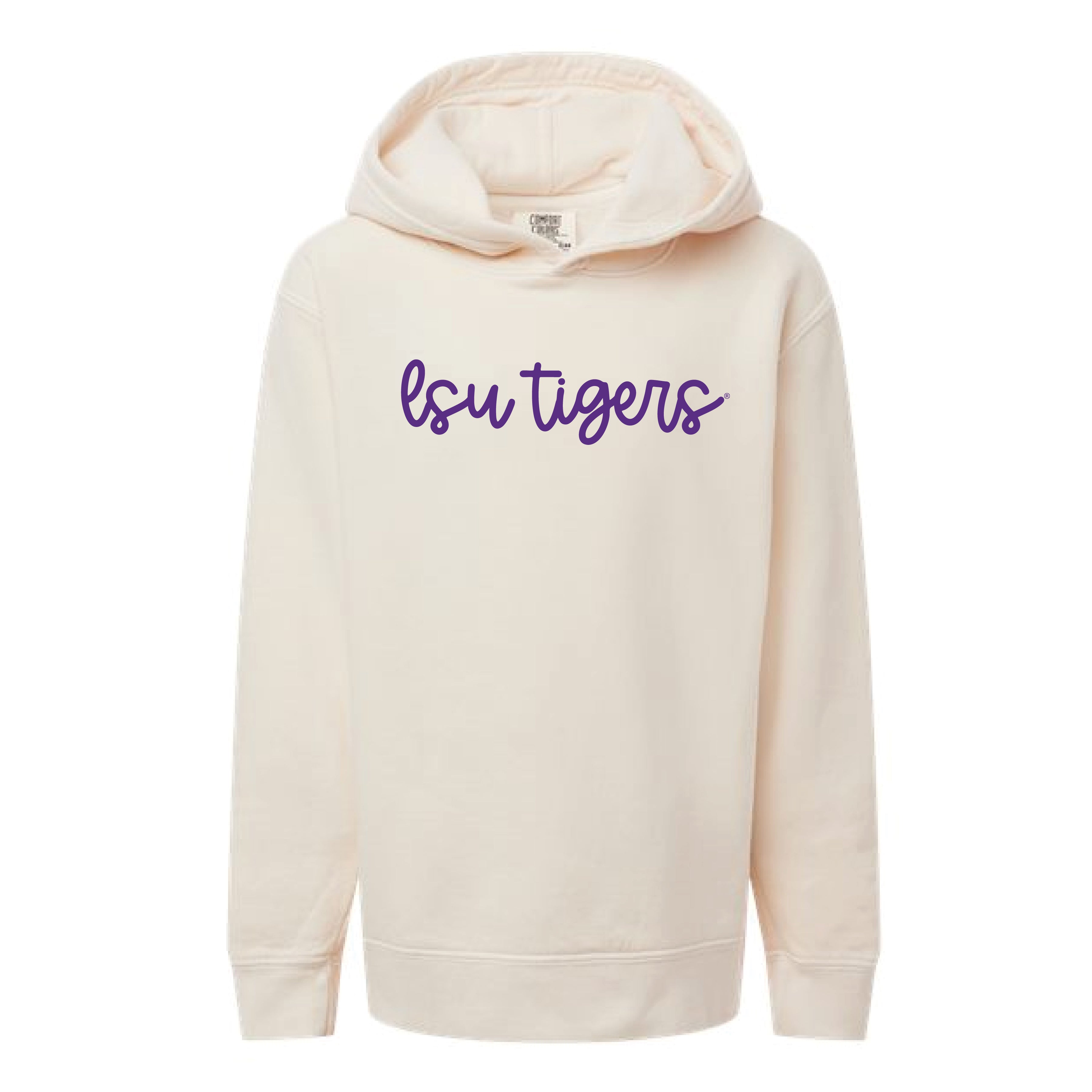 The LSU Tigers Cursive | Youth Ivory Hoodie – Scarlet & Gold