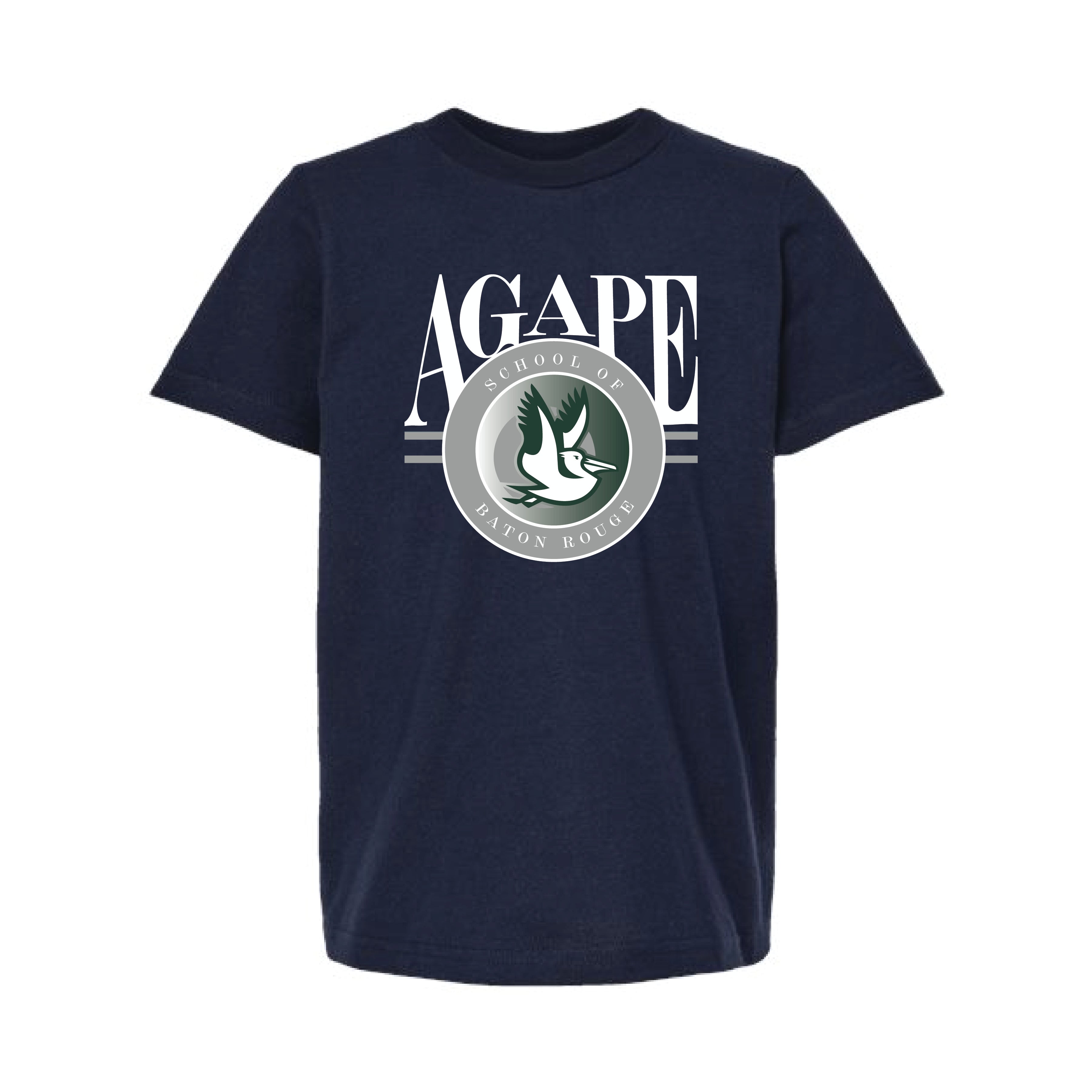 The Large Agape Logo | Youth Navy Tee – Scarlet & Gold