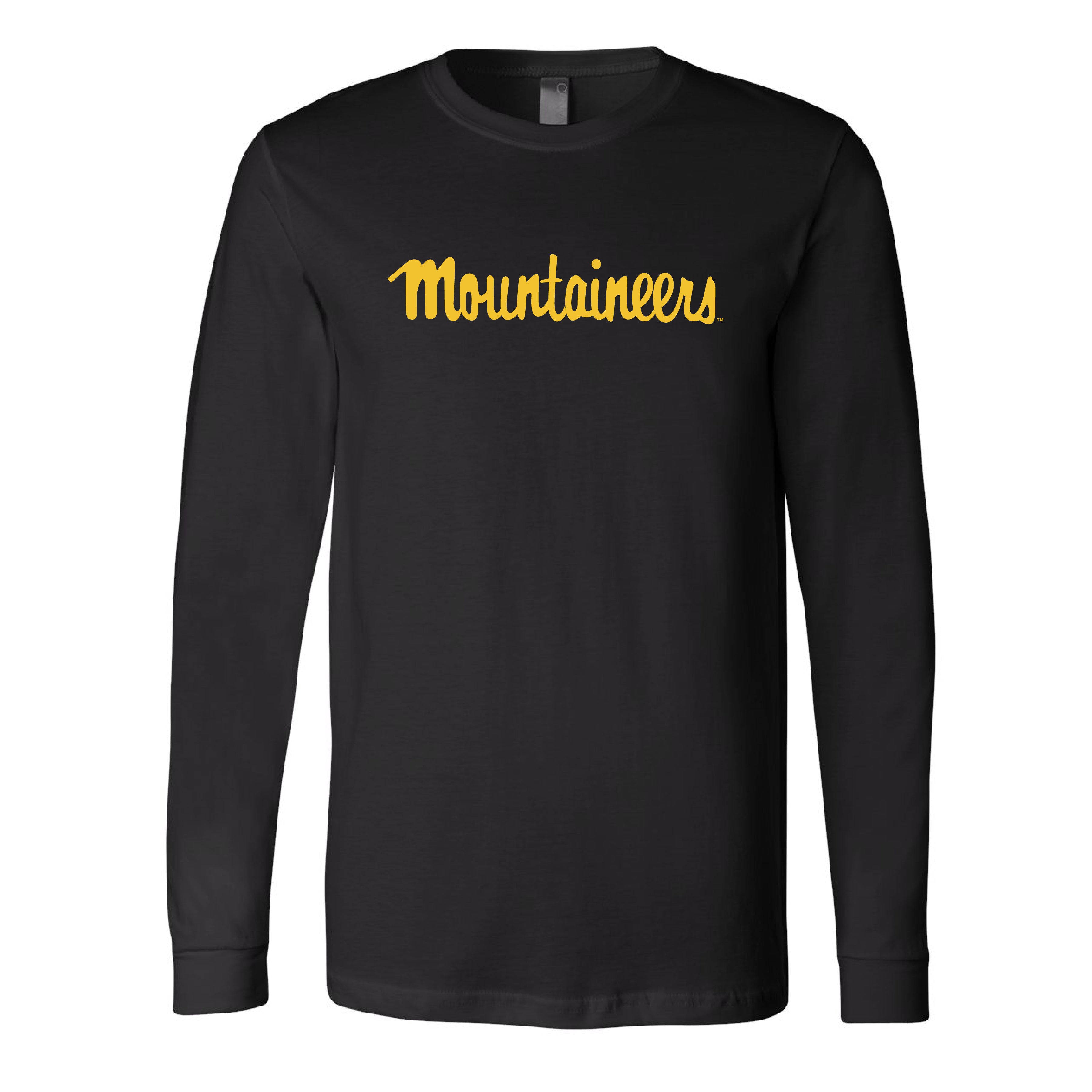 The Mountaineers Script Logo | Black Long Sleeve – Scarlet & Gold