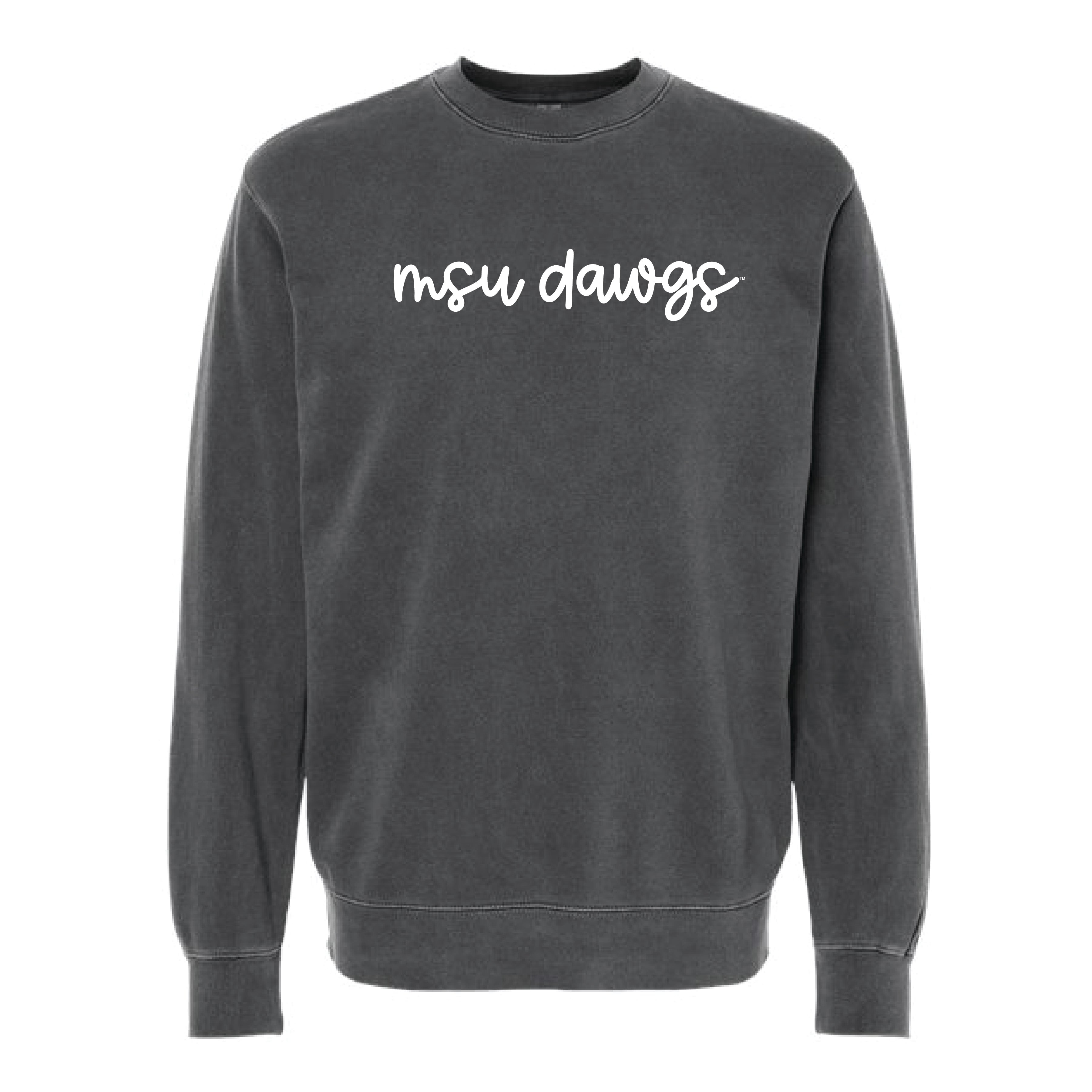 The MSU Dawgs Cursive | Pigment Black Sweatshirt – Scarlet & Gold