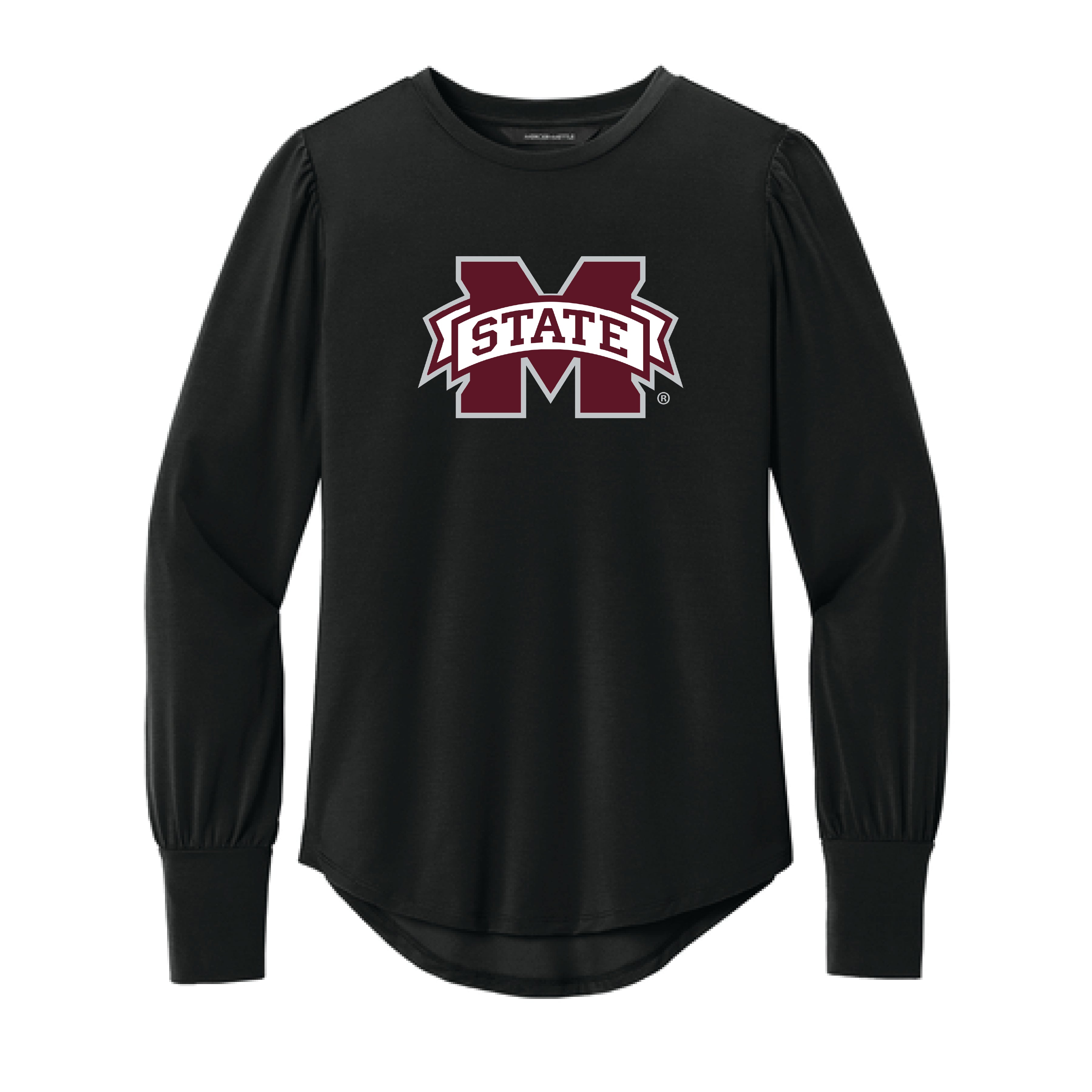 The M State Logo | Black Long Sleeve Blouson – Scarlet & Gold