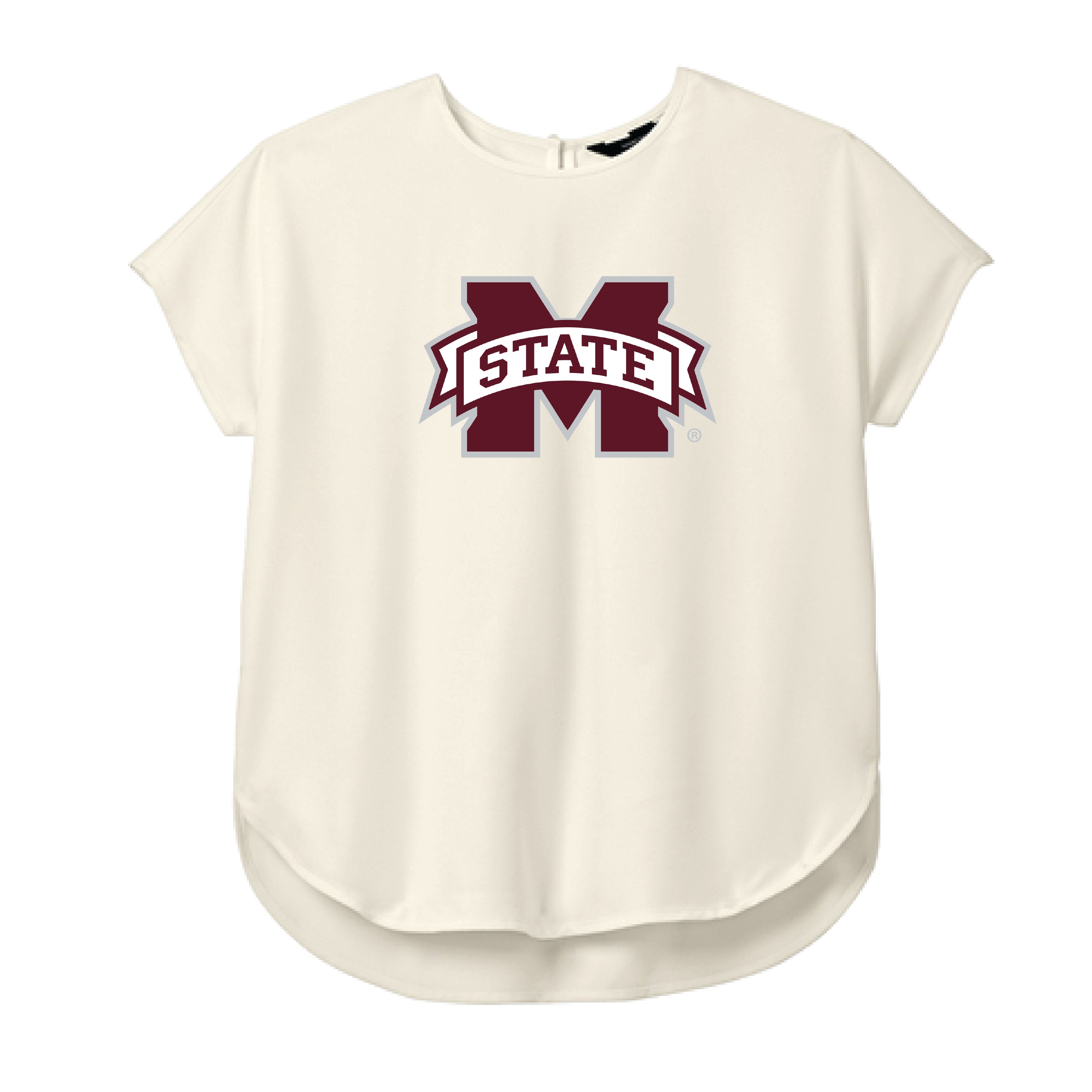 The M State Logo | Ivory Chiffon Crepe Blouse – Scarlet & Gold
