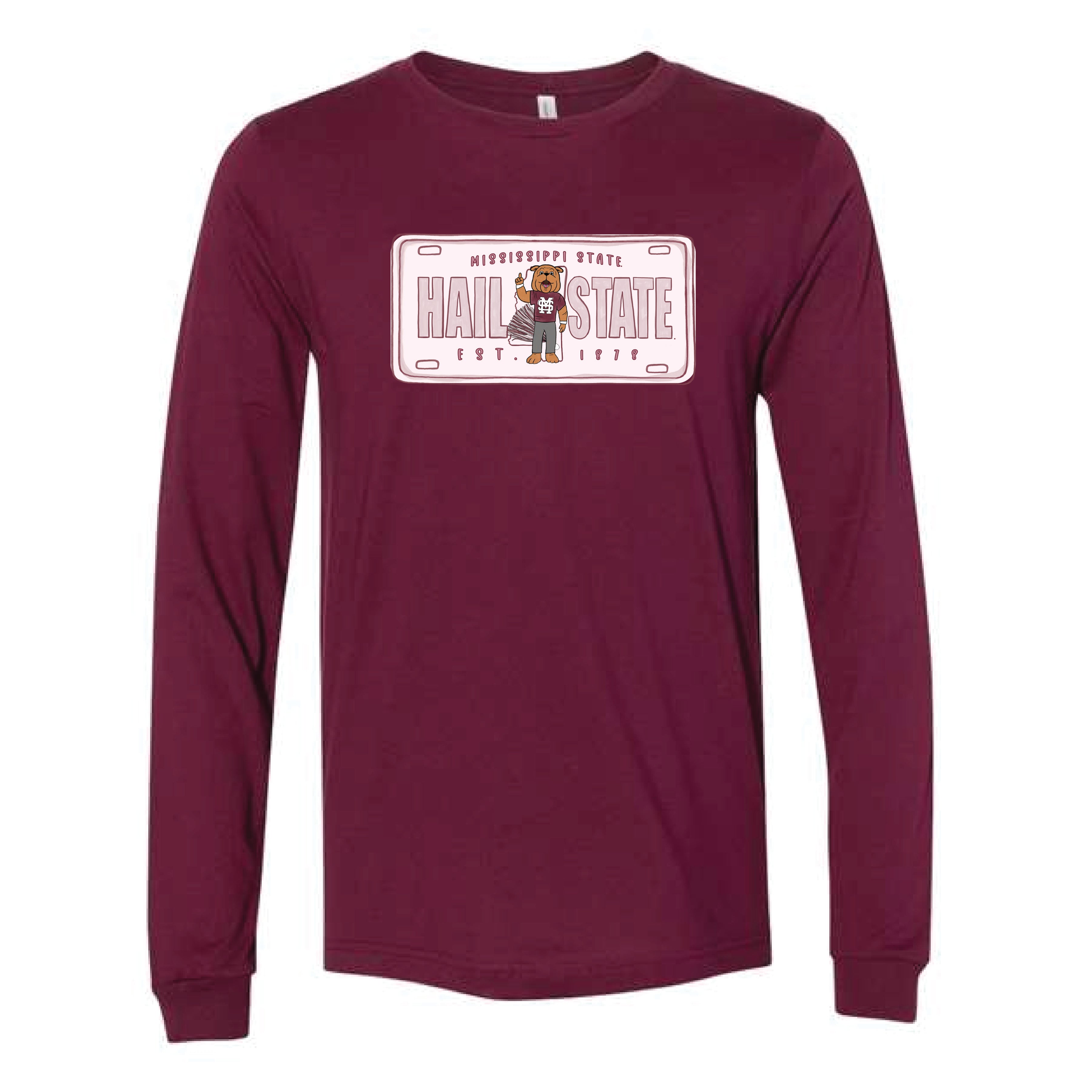 The Mississippi State License Plate | Maroon Long Sleeve – Scarlet & Gold