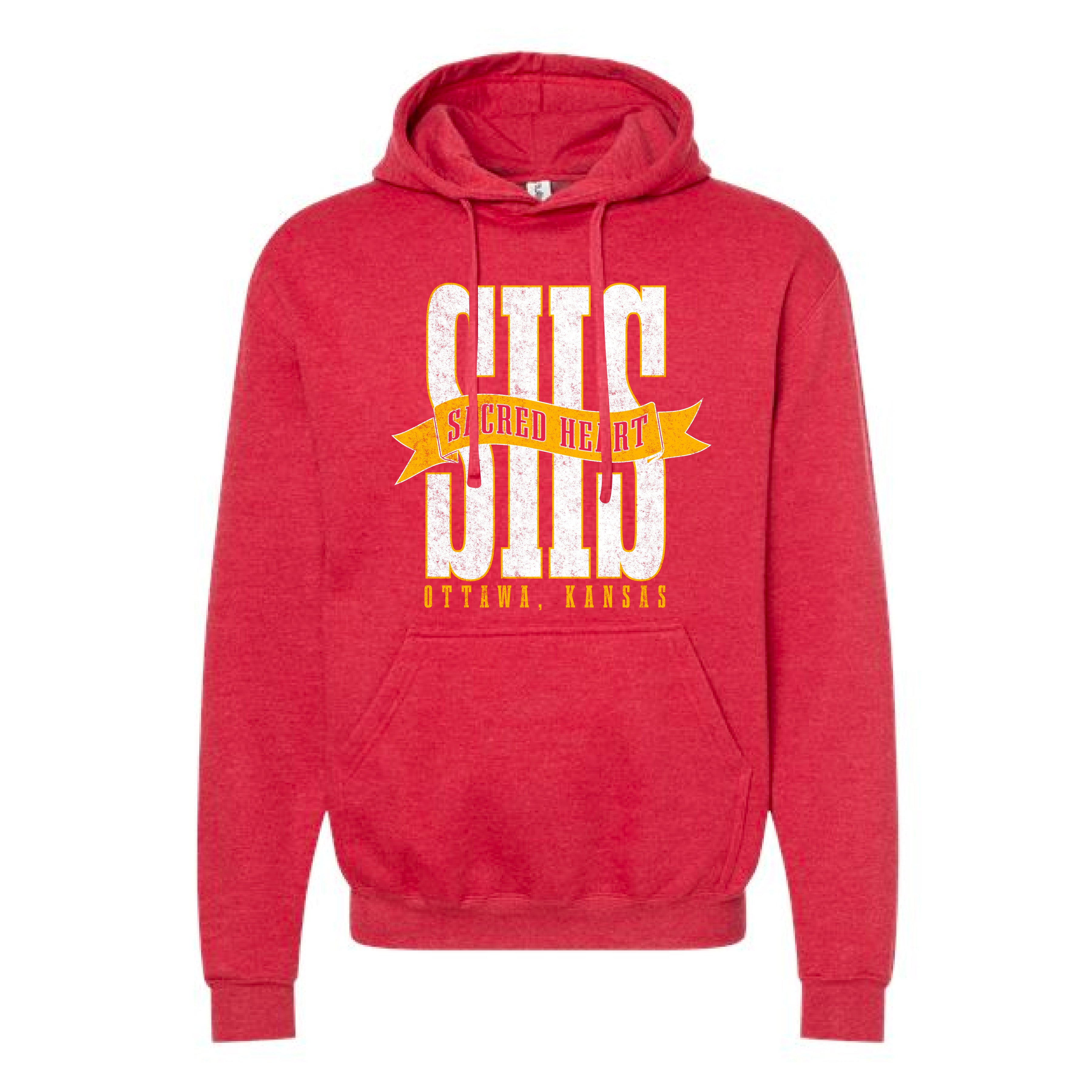The SHS Pennant | Heather Red Hoodie – Scarlet & Gold