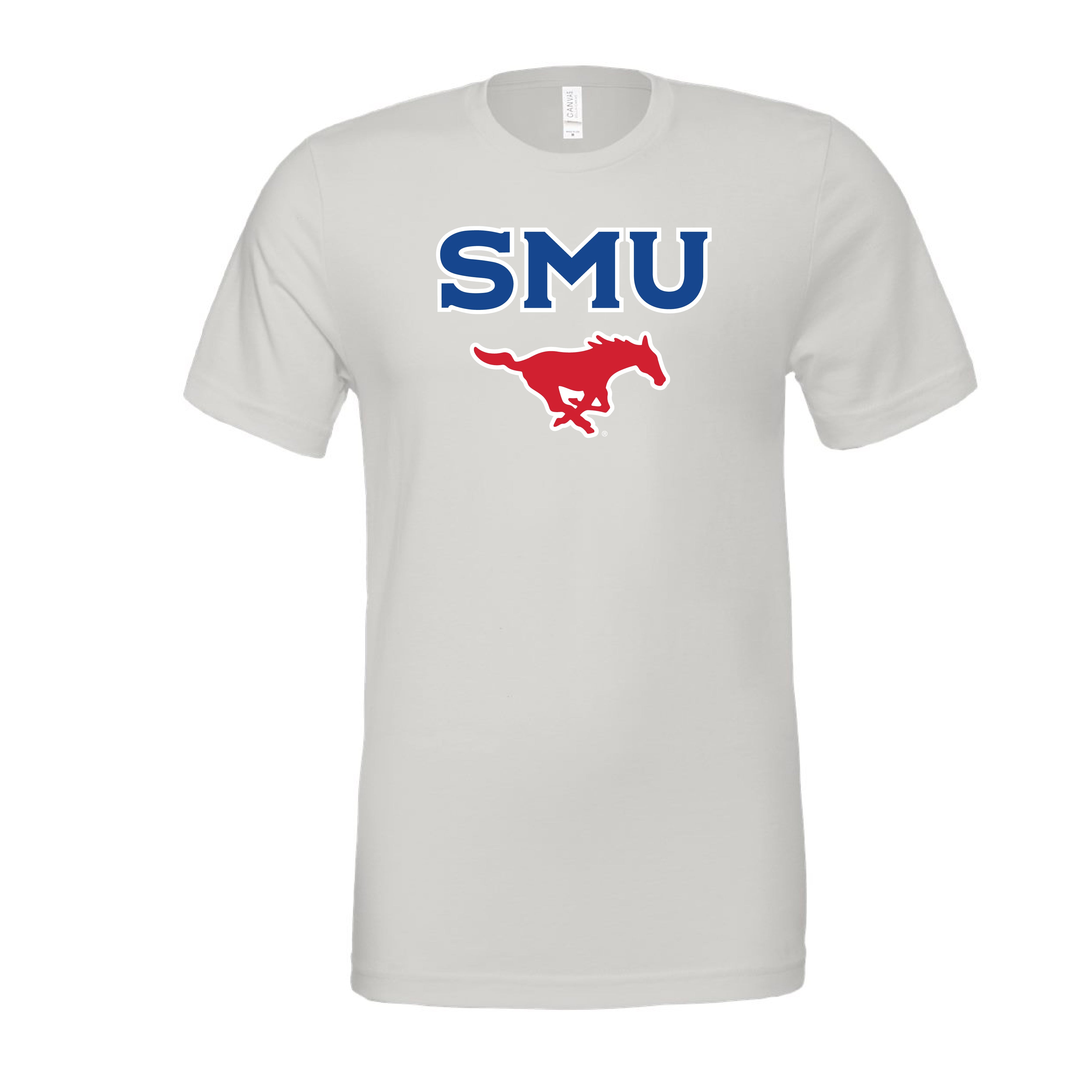 The SMU Mustang Logo | Silver Tee – Scarlet & Gold