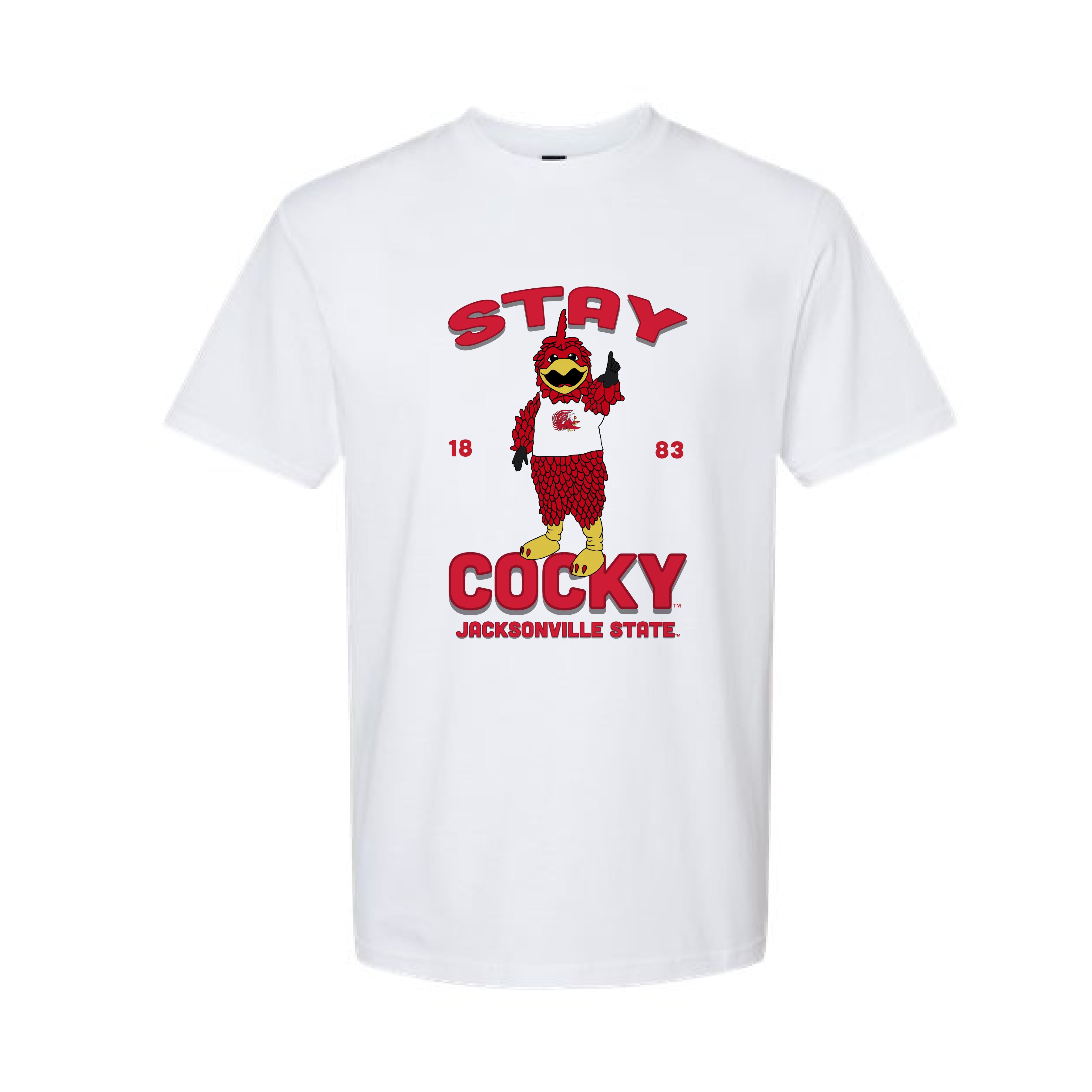 The Stay Cocky 1883 | White Tee – Scarlet & Gold