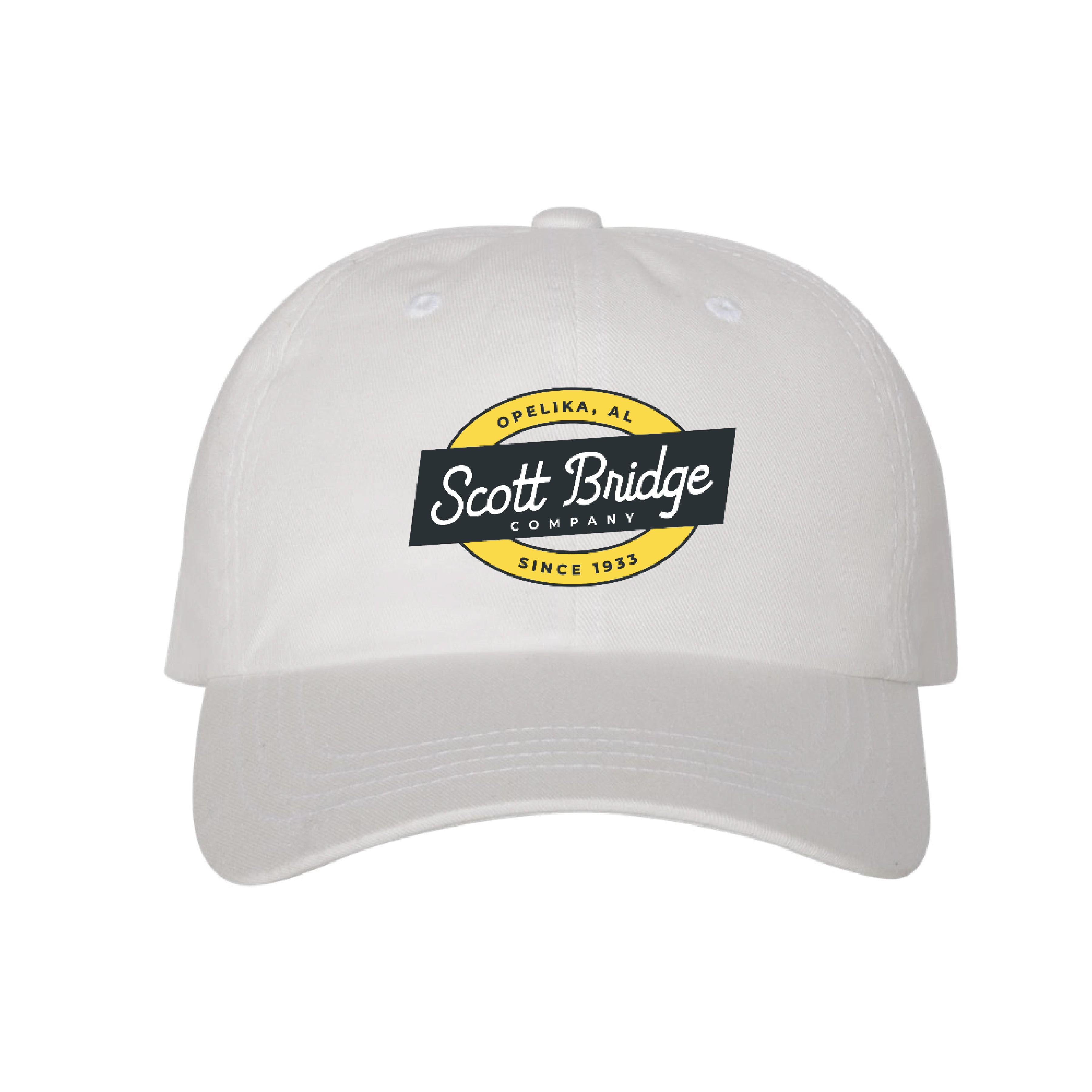 The Scott Bridge | White Classic Dad Hat – Scarlet & Gold
