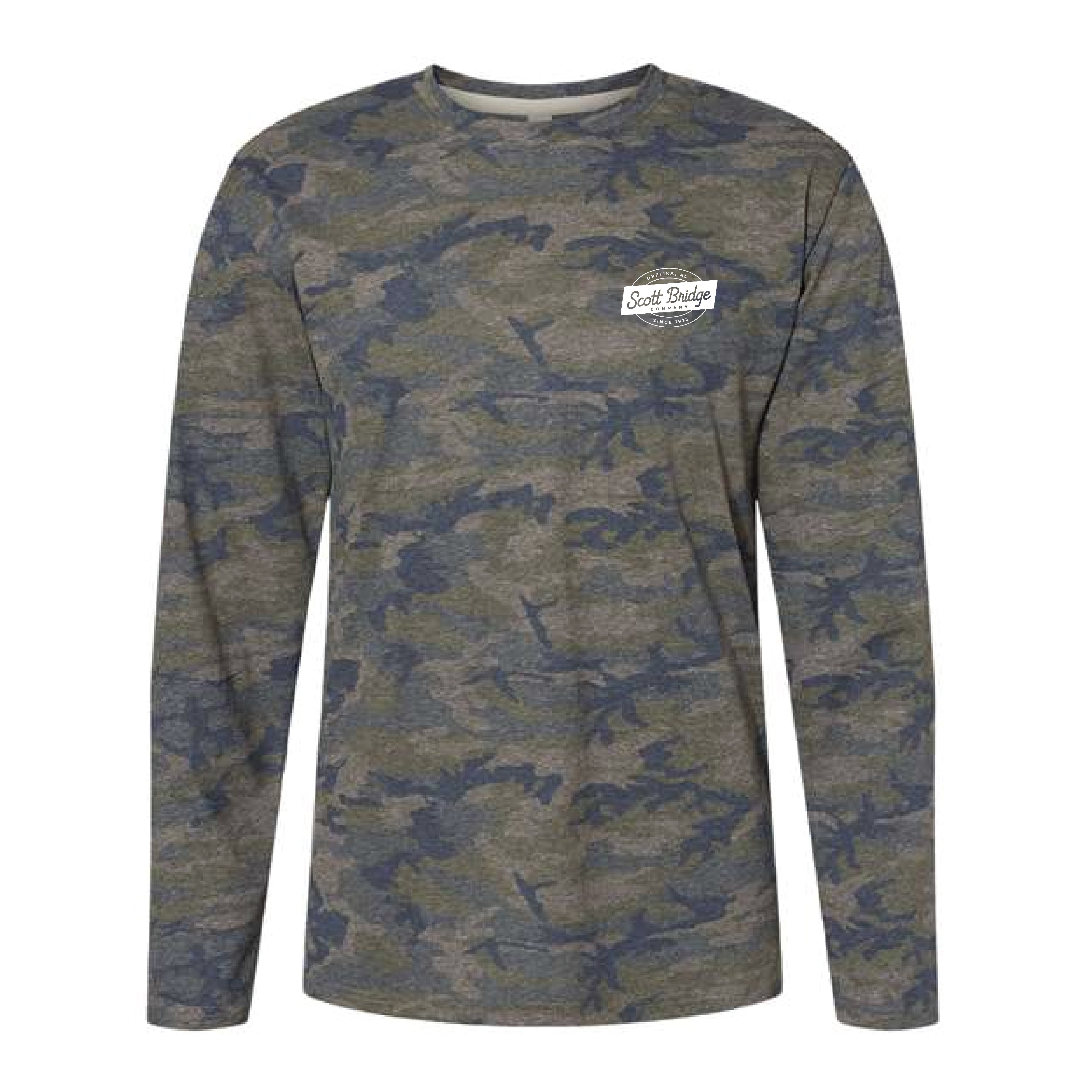 The Scott Bridge | Vintage Camo Long Sleeve Tee – Scarlet & Gold