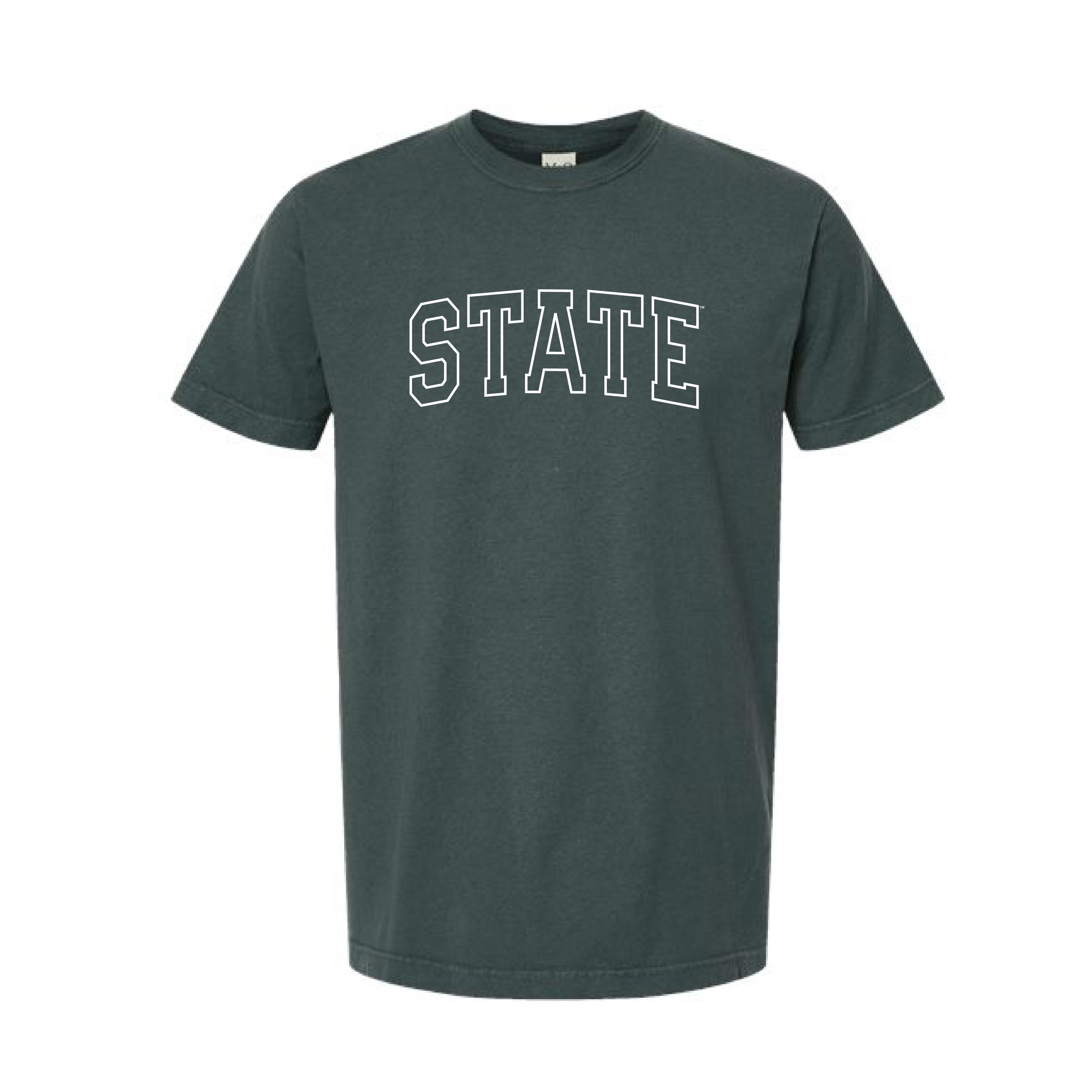 The State Outline | Blue Spruce Tee – Scarlet & Gold