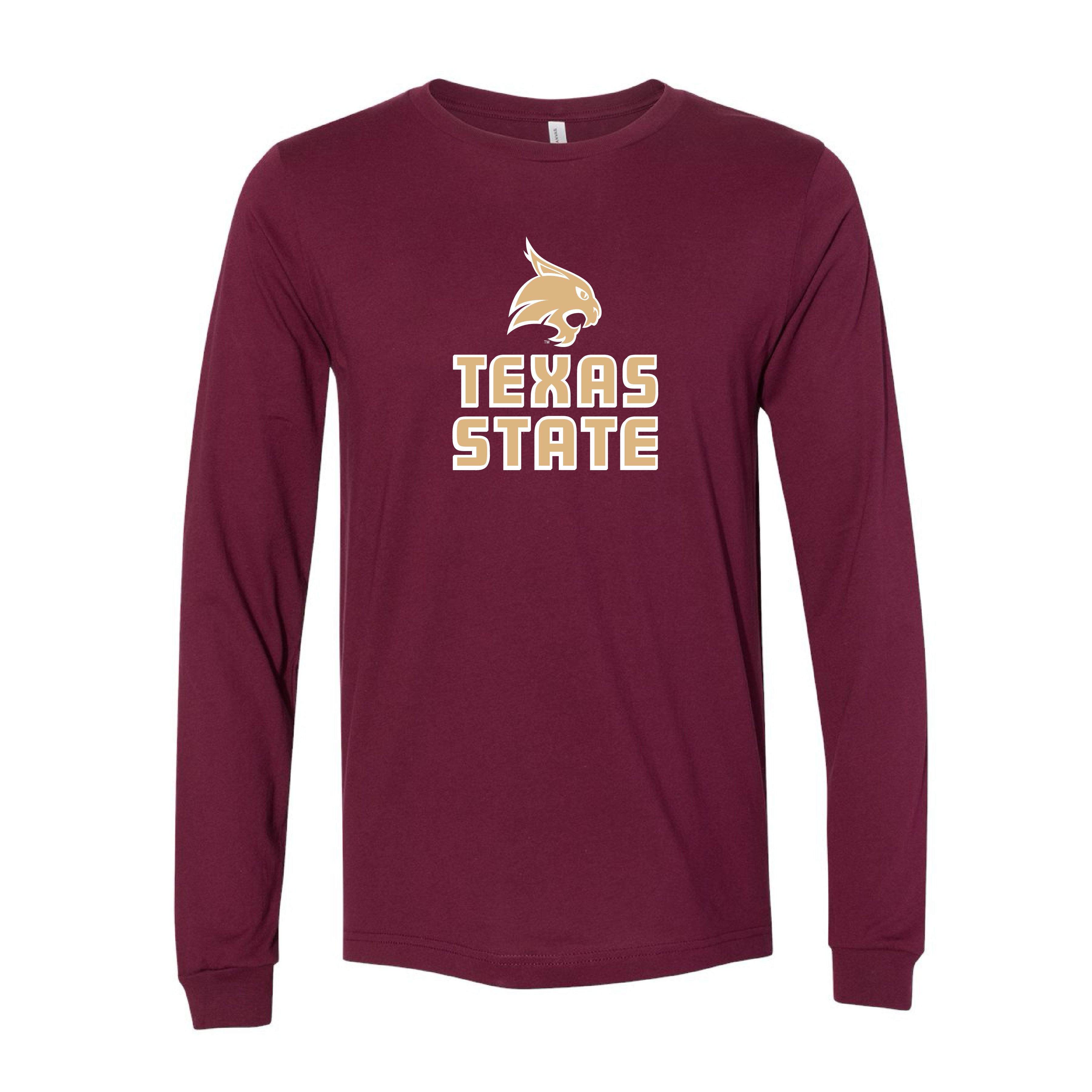 The Texas State Bobcat Block Logo | Maroon Long Sleeve – Scarlet & Gold