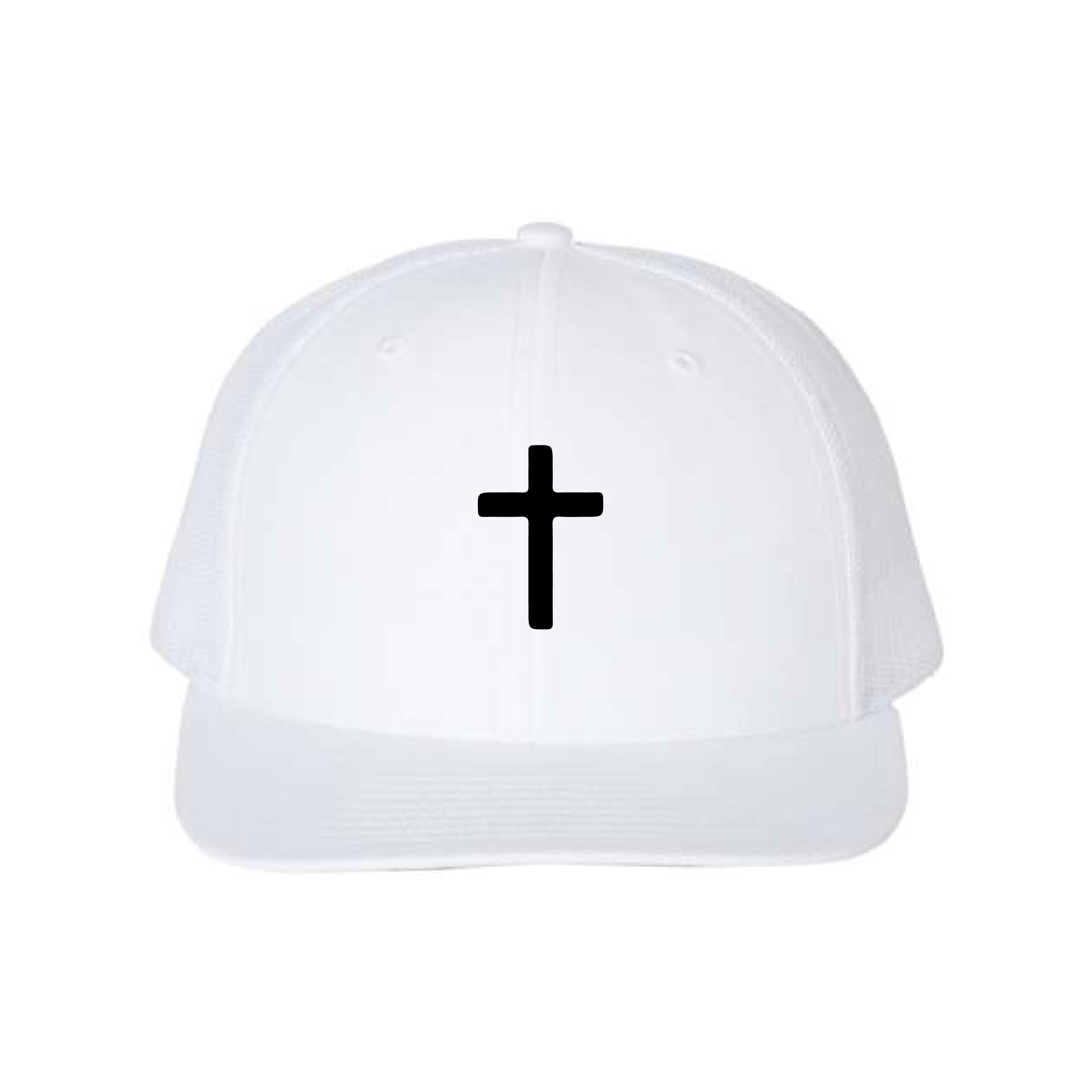 The Cross | Embroidered White Snapback Trucker Cap – Scarlet & Gold