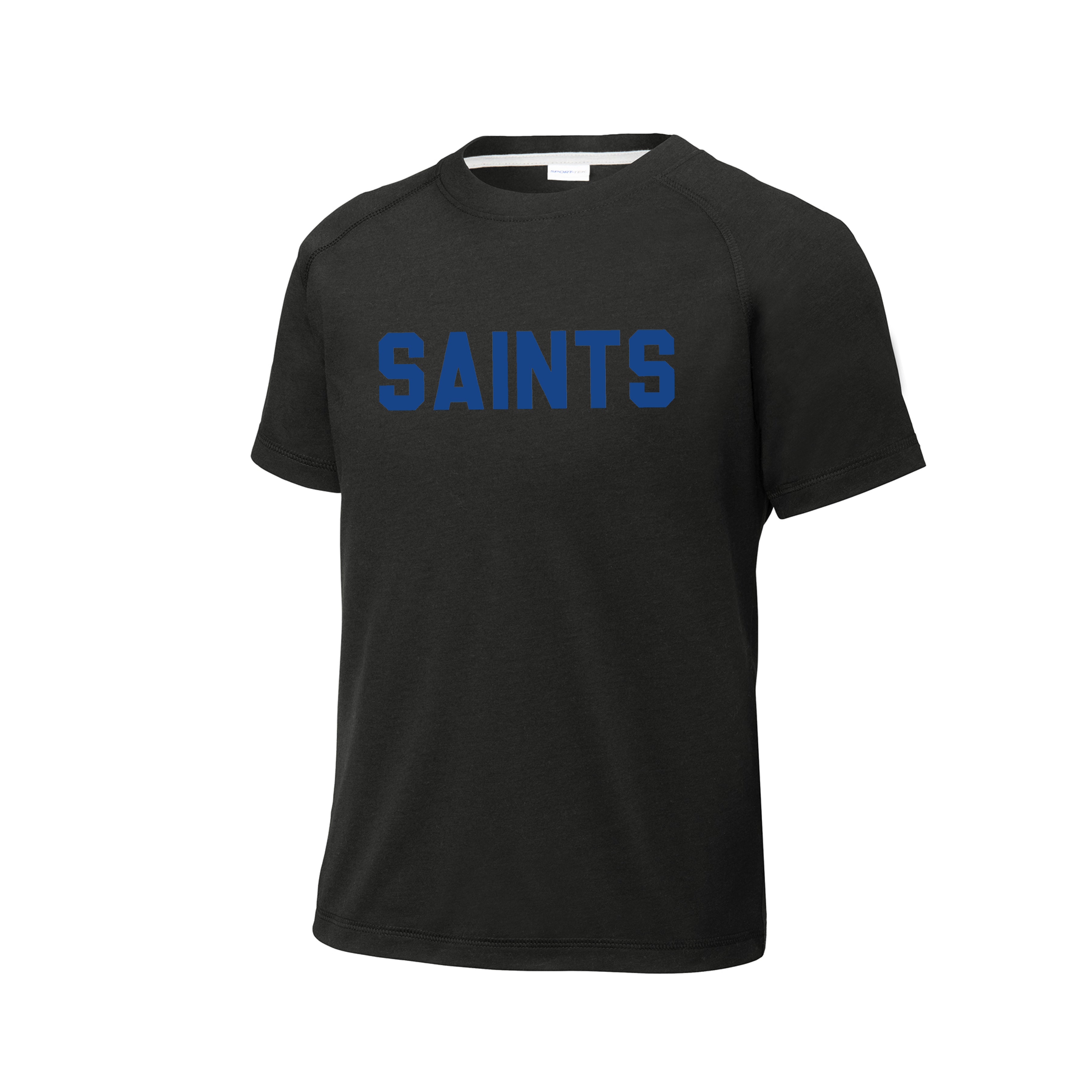 The Saints Block | Black Triad Solid Youth Tee – Scarlet & Gold