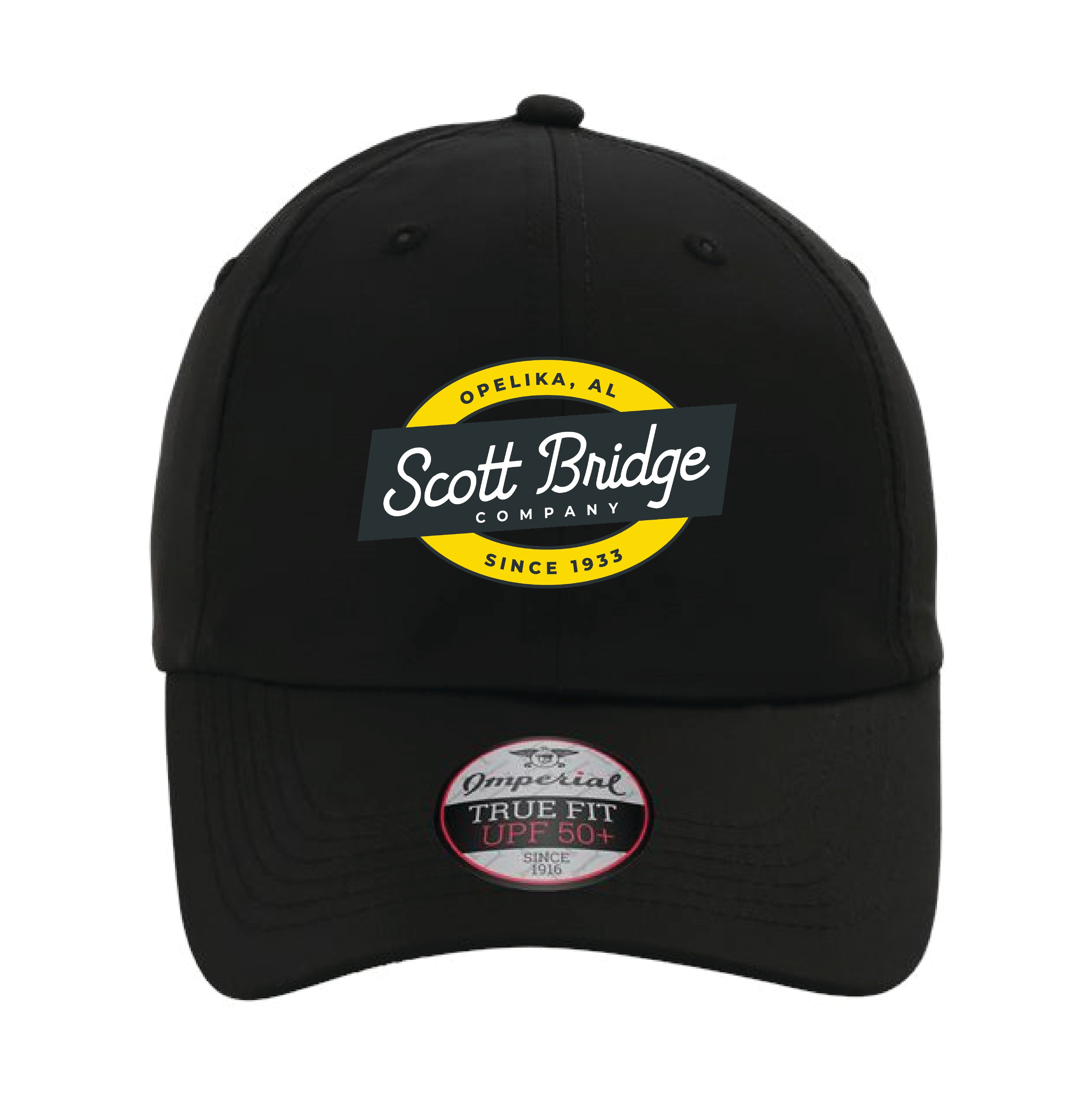 The Scott Bridge | Embroidered Adult Black Performance Cap – Scarlet & Gold