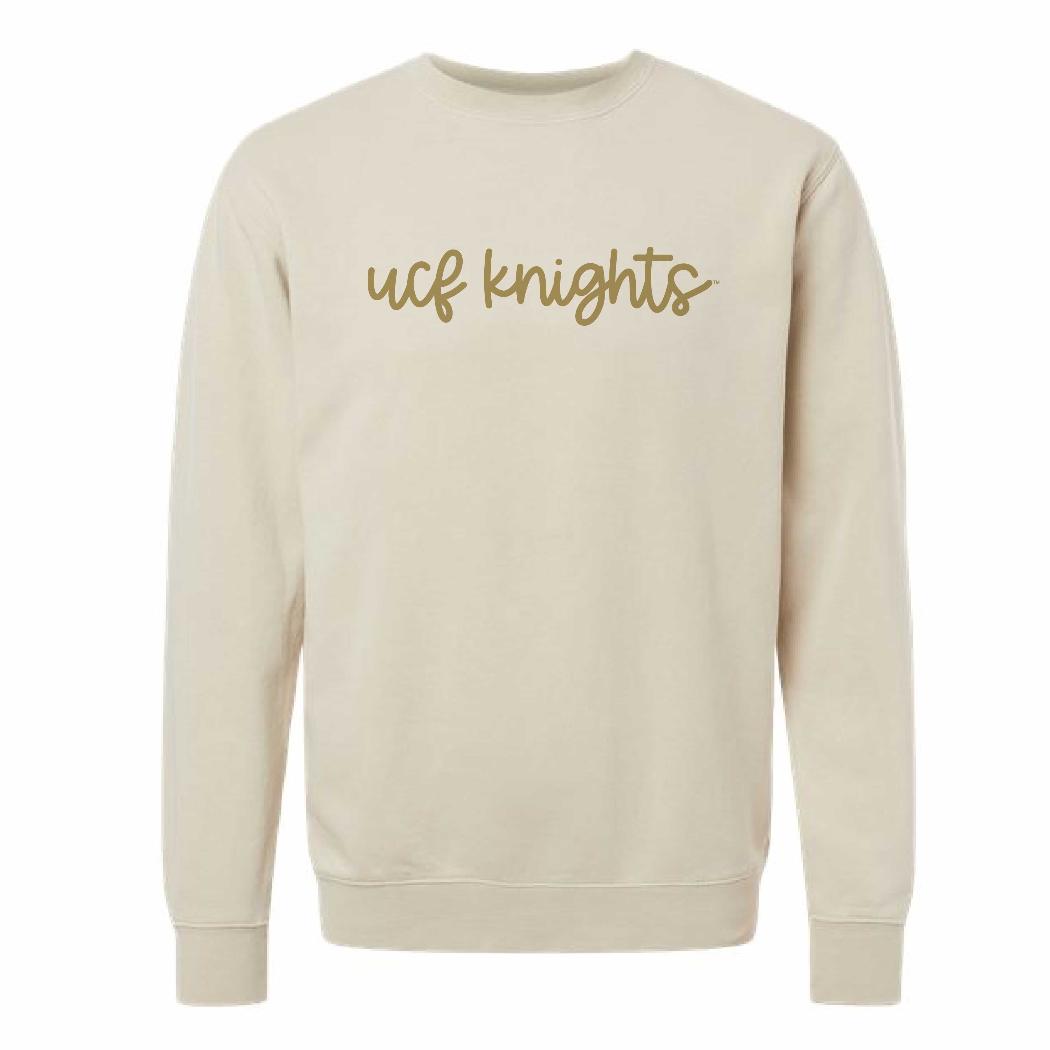 The UCF Knights Cursive | Pigment Ivory Sweatshirt – Scarlet & Gold