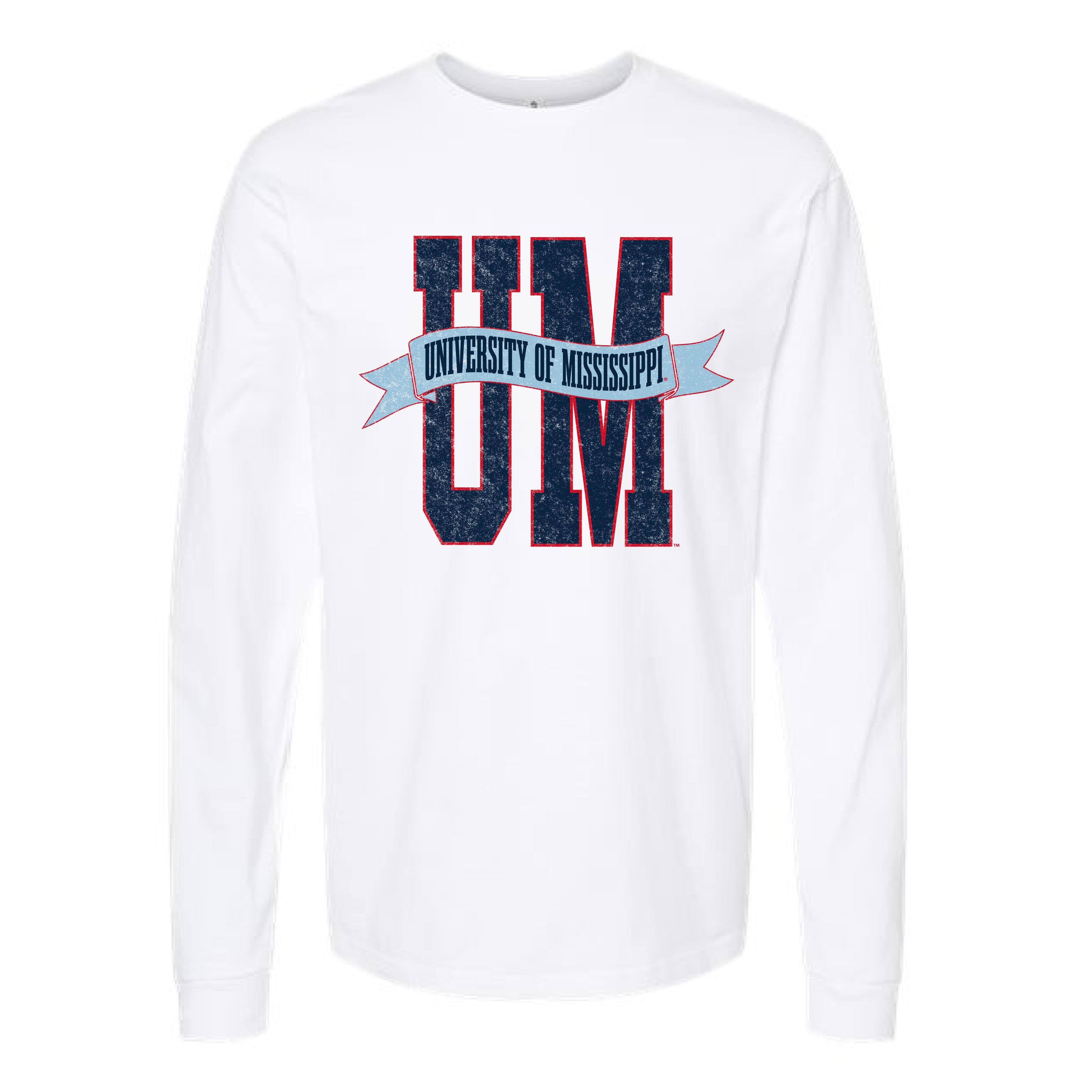 The UM Banner | White Long Sleeve – Scarlet & Gold