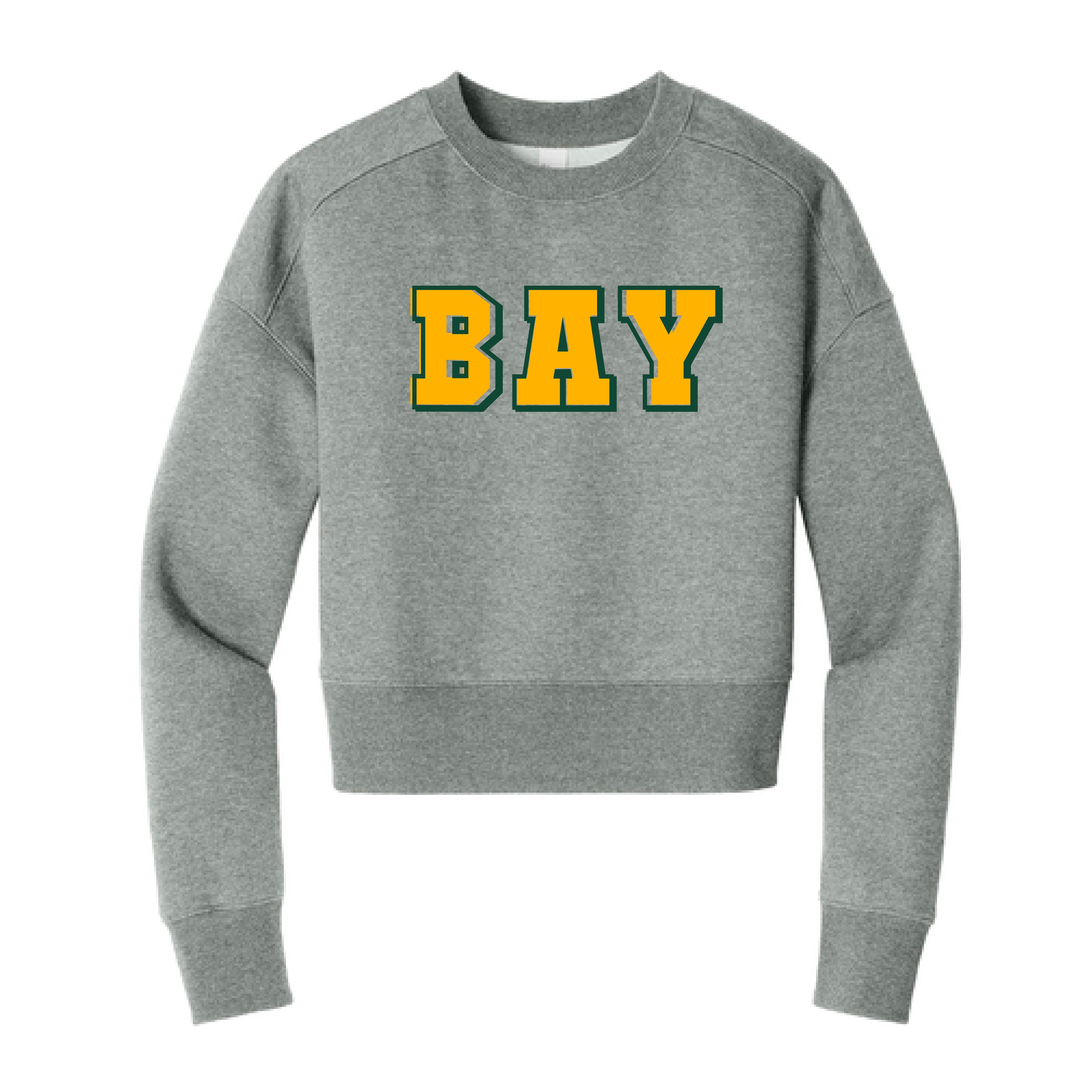 The Vintage BAY Block | Heathered Steel Fleece Cropped Crew – Scarlet ...
