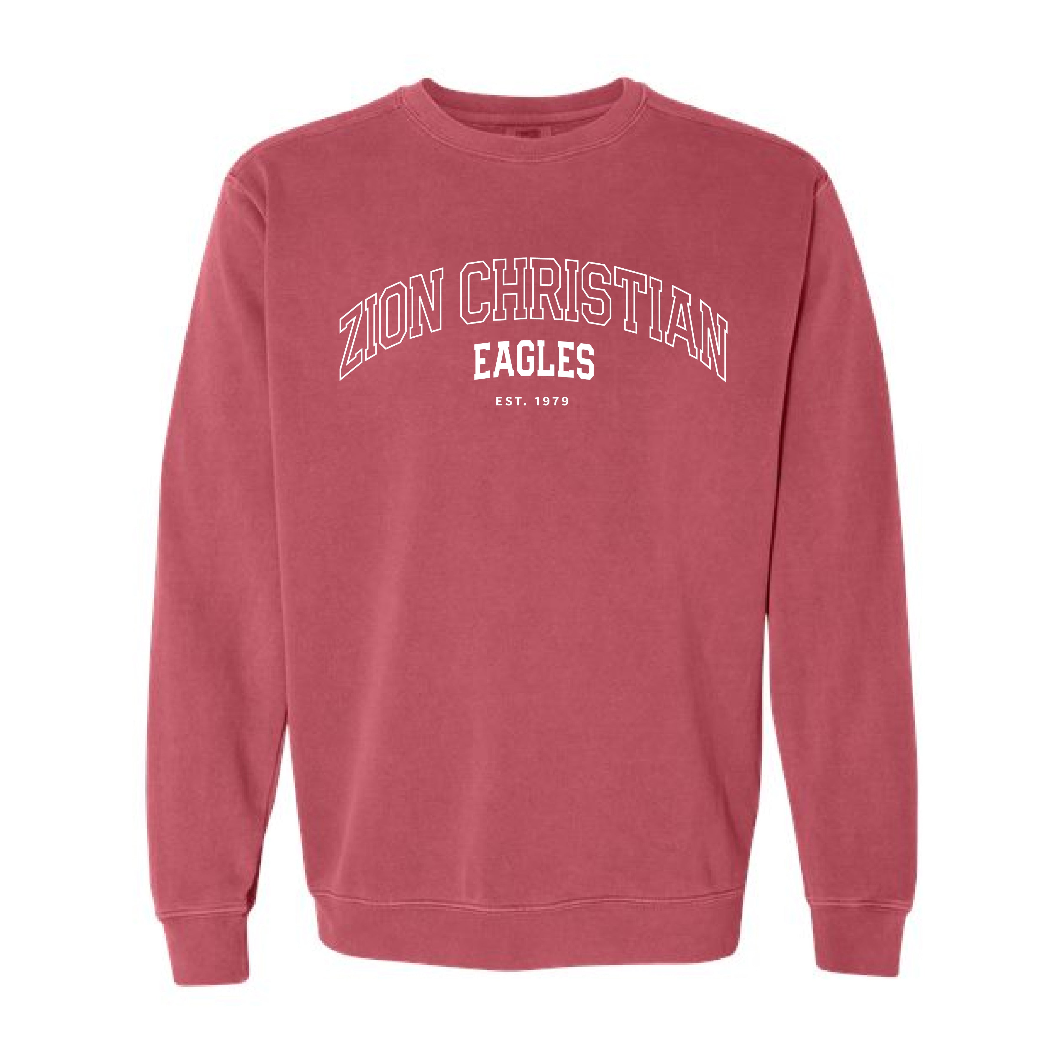 The Zion Christian Outline Arch | Adult Crimson Crewneck Sweatshirt ...