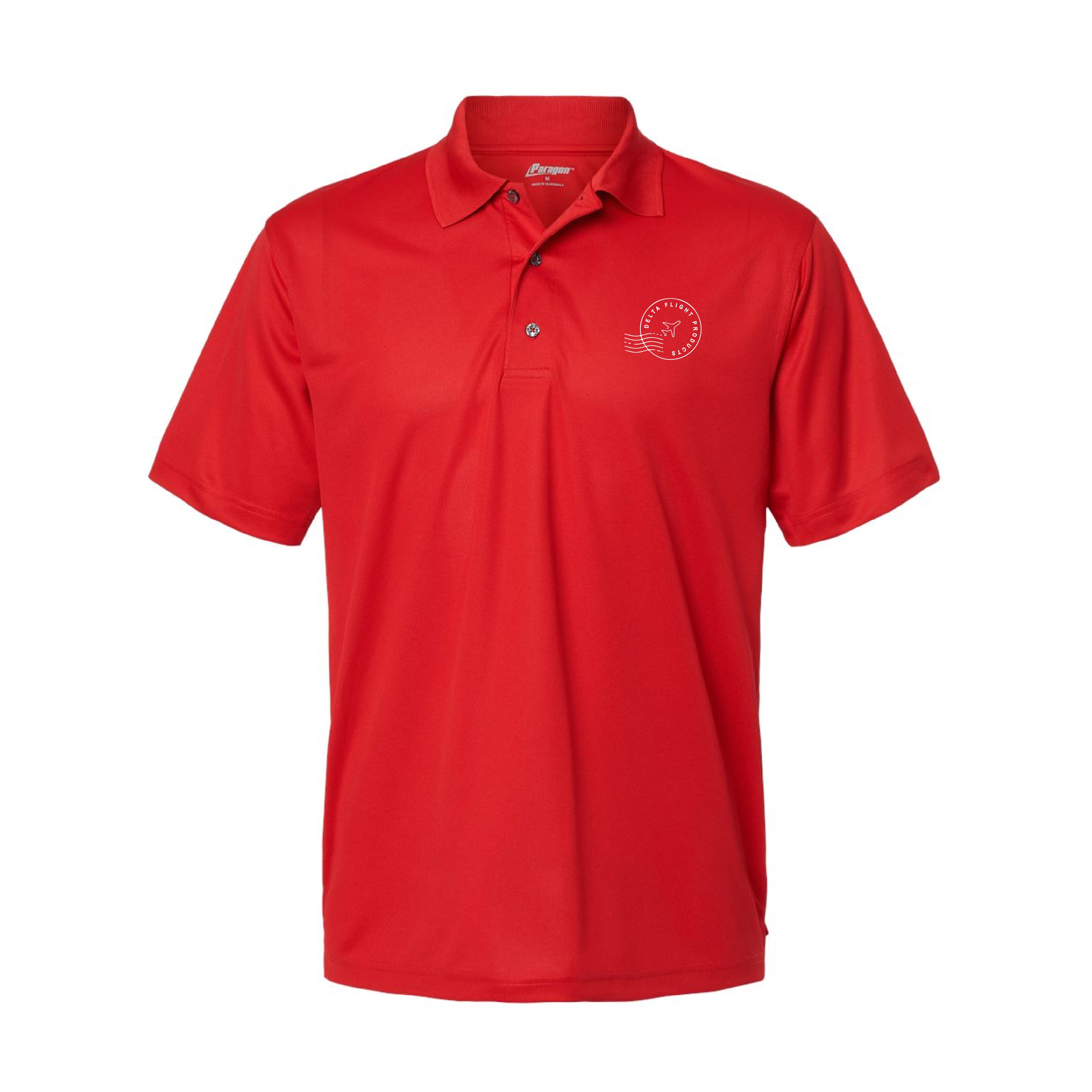 The DFP Circle | Embroidered Red Performance Polo – Scarlet & Gold